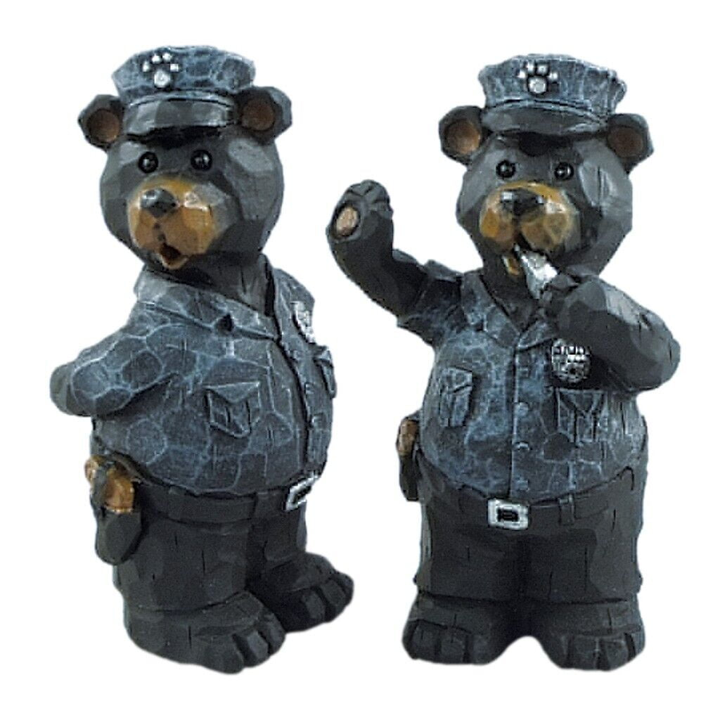 Set of 2 POLICE OFFICER BLACK BEAR Woodland Figurines by Lipco ...