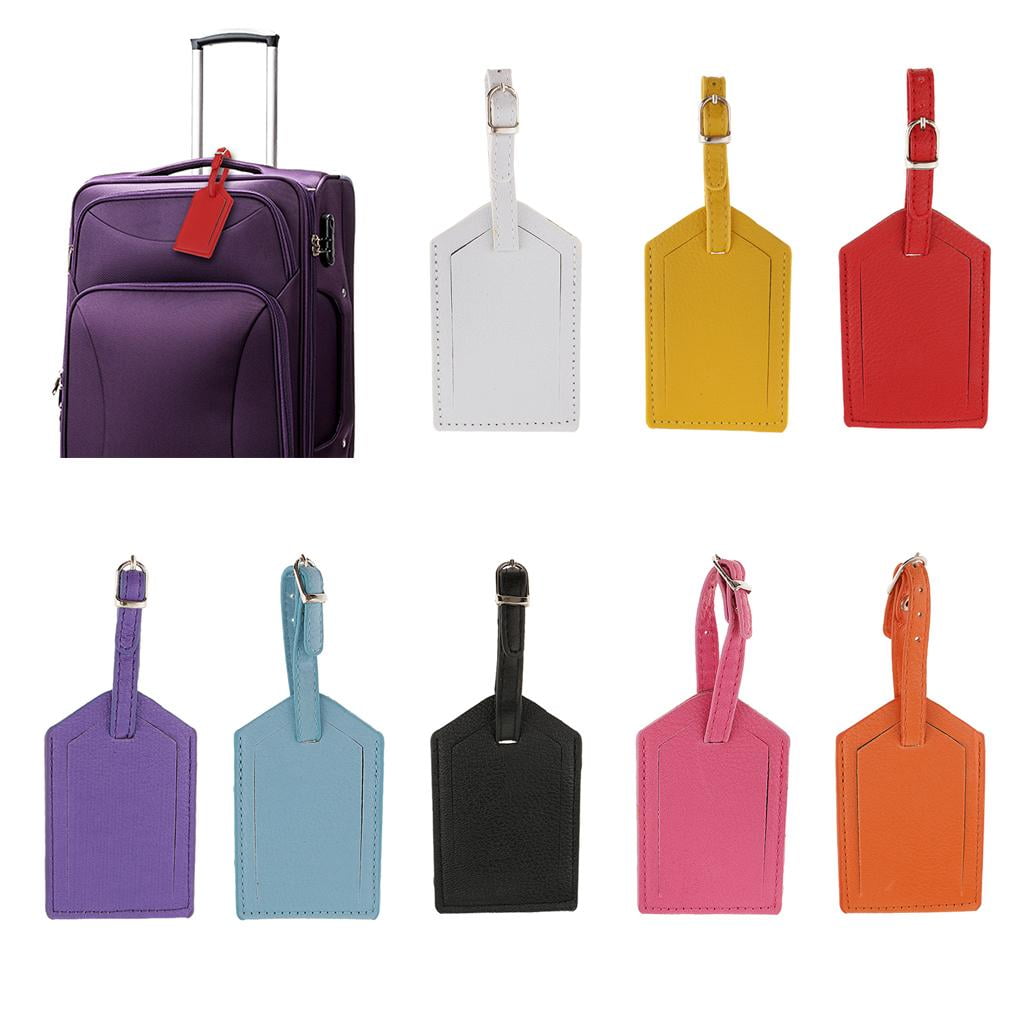 Set of 2 PU Leather Waterproof Luggage Tag Suitcase Label Tag Black ...