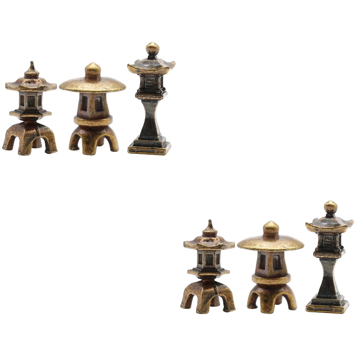 Set of 2 Pagoda Mini Zen Garden Copper Tower Statue - Walmart.com