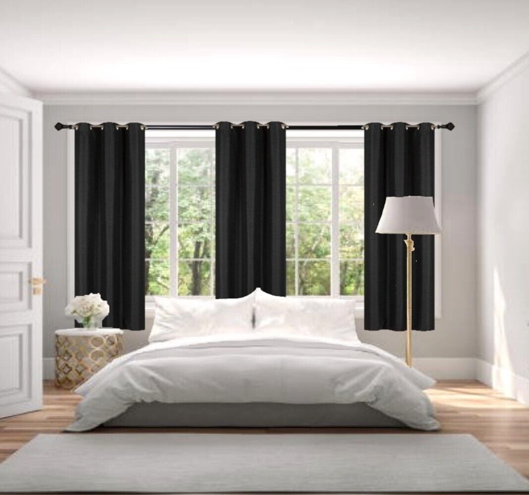 Set of 2 Panels Adam Black Color 100% Blackout Full Darkening Room ...