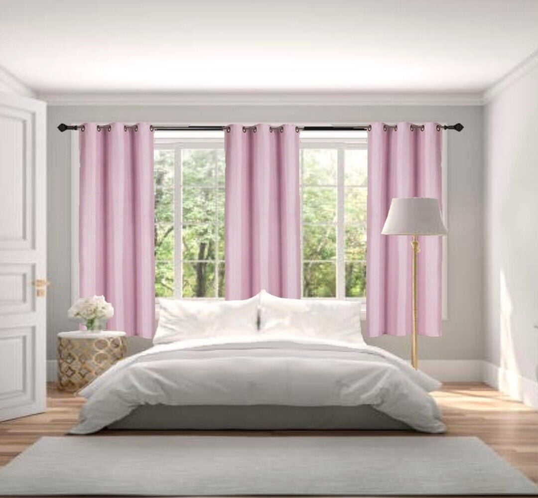 Set of 2 Panels Adam Light Pink Color 100% Blackout Full Darkening Room ...