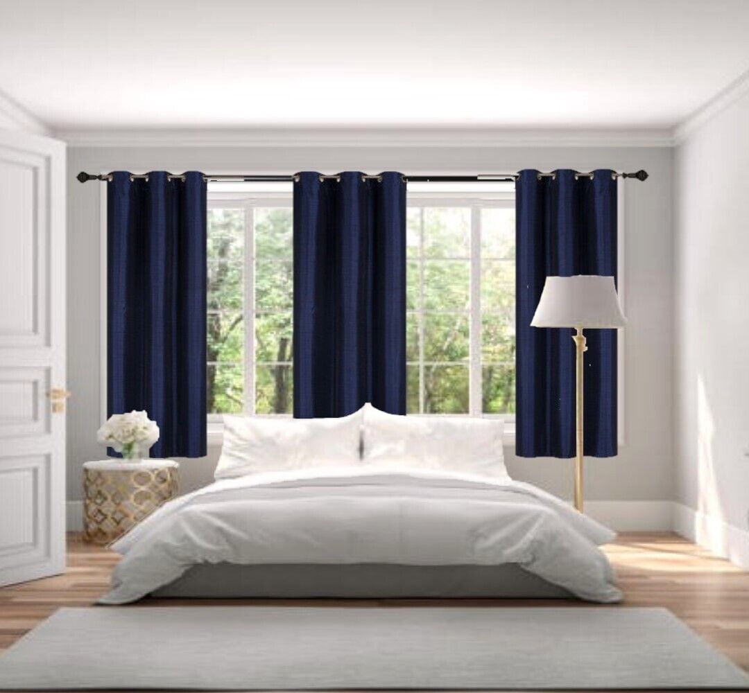 Set of 2 Panels Adam Navy Color 100% Blackout Full Darkening Room ...