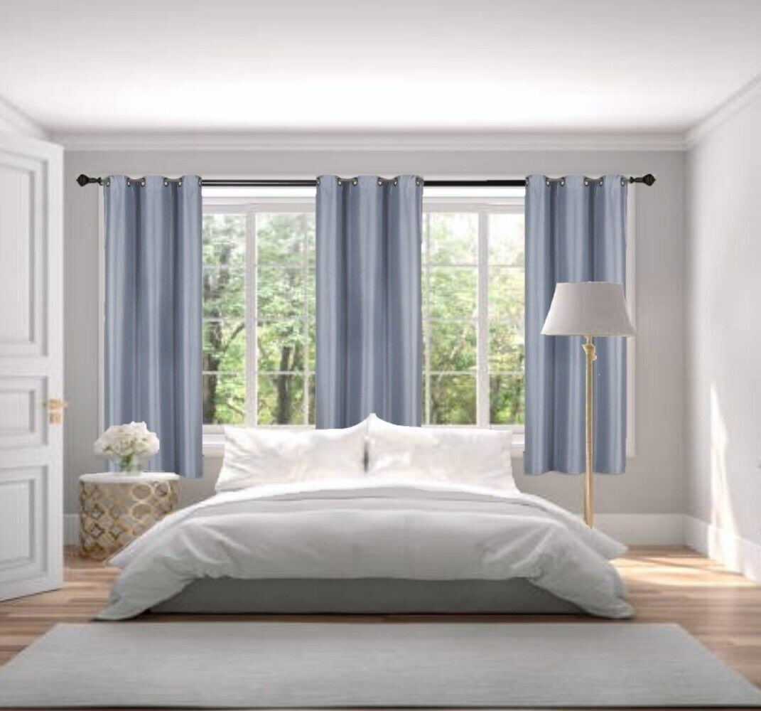 Set of 2 Panels Adam Slate Color 100% Blackout Full Darkening Room ...
