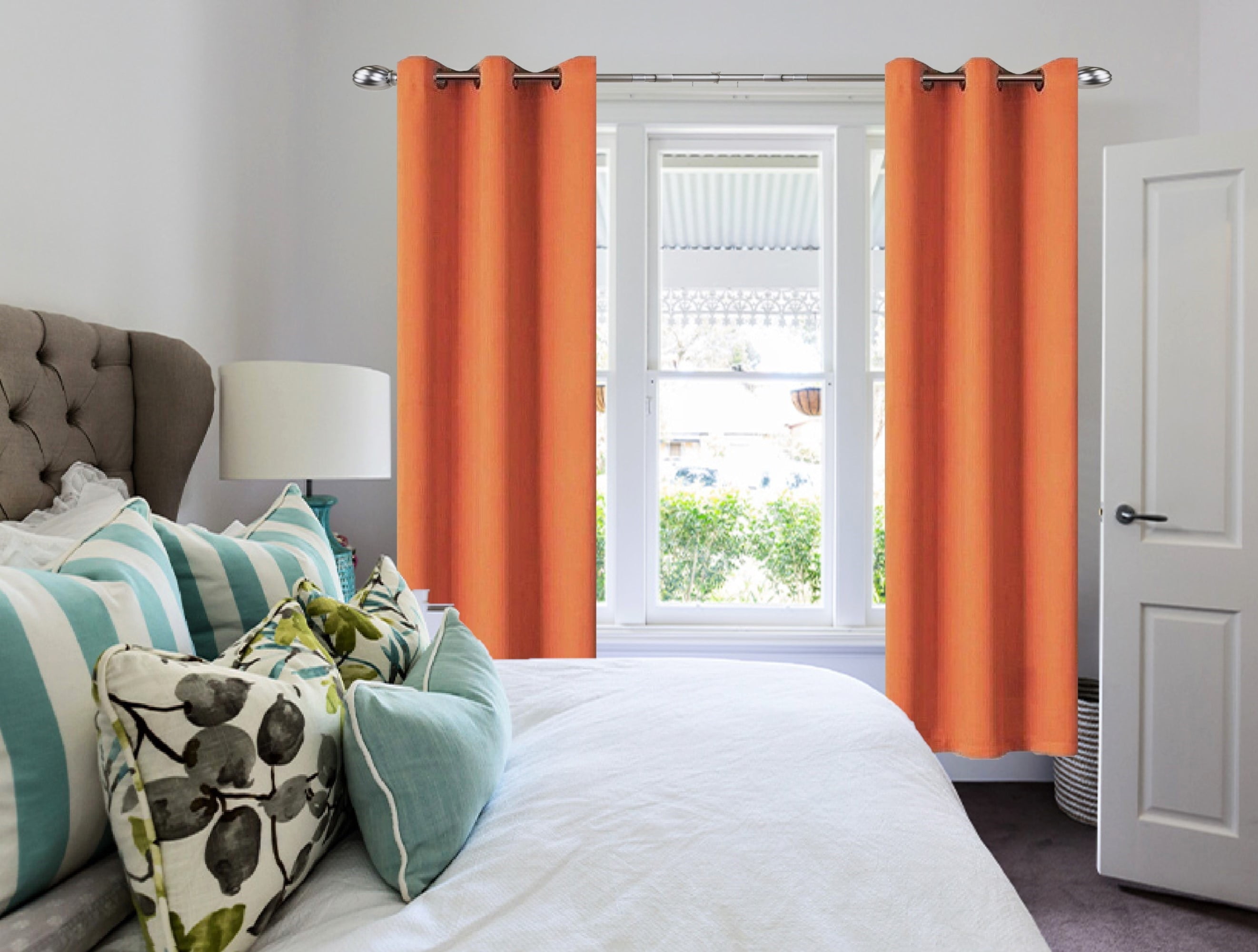 Set of 2 Panels K68 Brick Color Blackout Window Curtains 84" inches ...