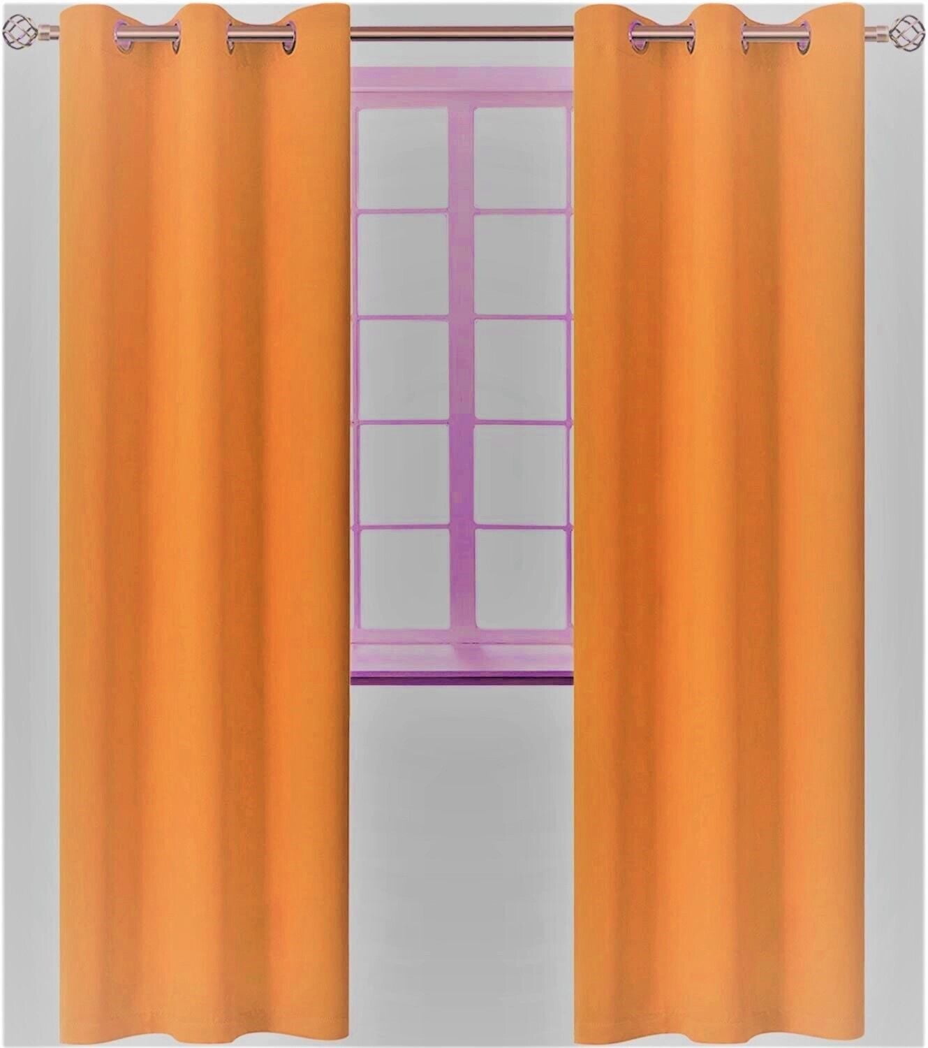Set of 2 Panels K68 Brick Color Blackout Window Curtains 84" inches ...