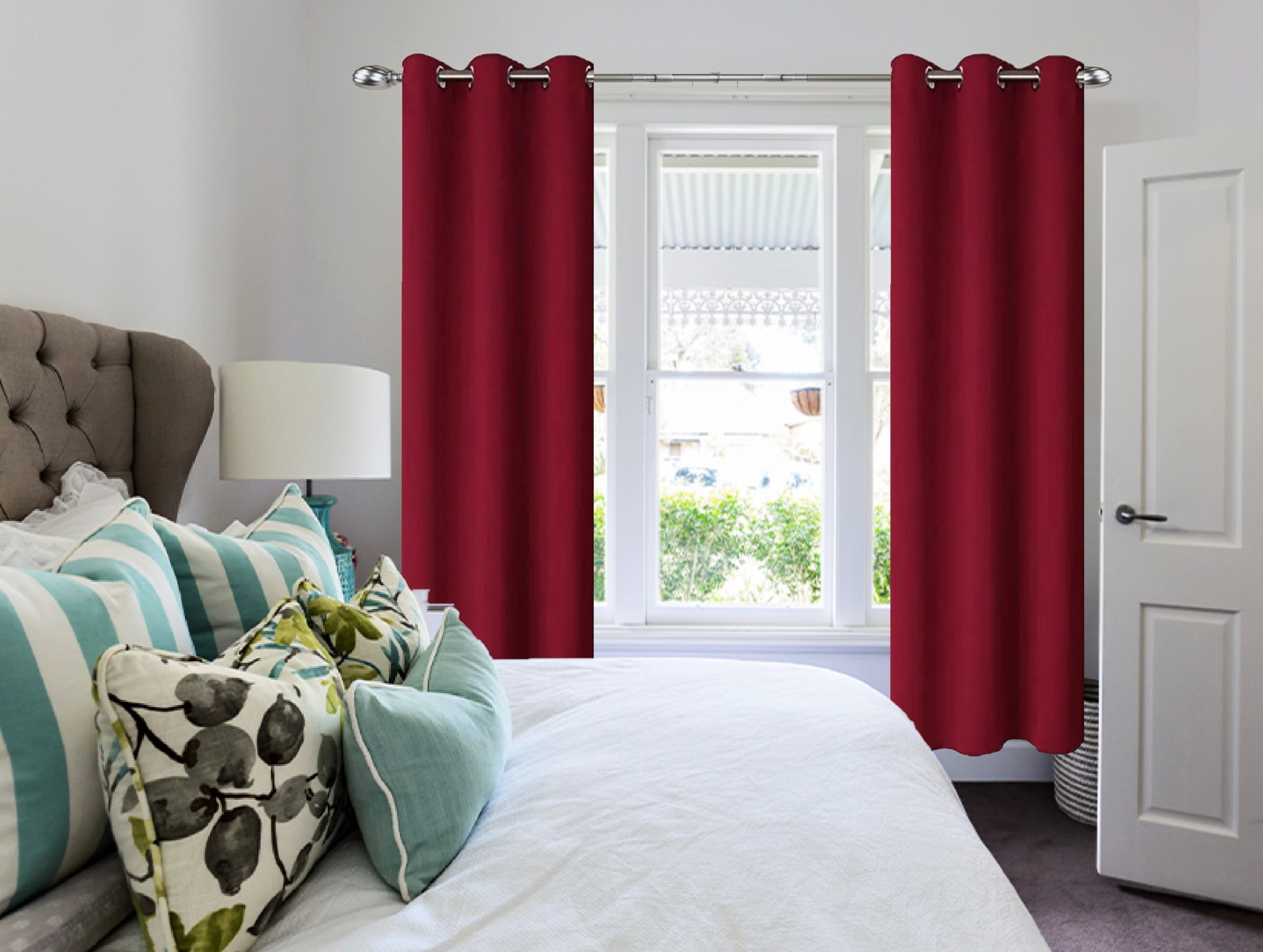 Set of 2 Panels K68 Burgundy Color Blackout Window Curtains 84" inches ...