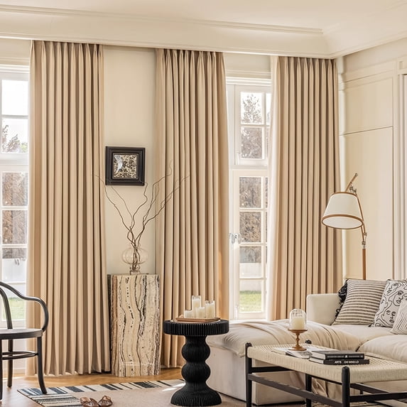 Set of 2 Panels Luxury Pinch Pleated Velvet Curtains, Solid Premium ...