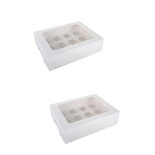 Set of 2 Paper Cupcake Stand Boxes for Cupcakes Cups Packaging ...