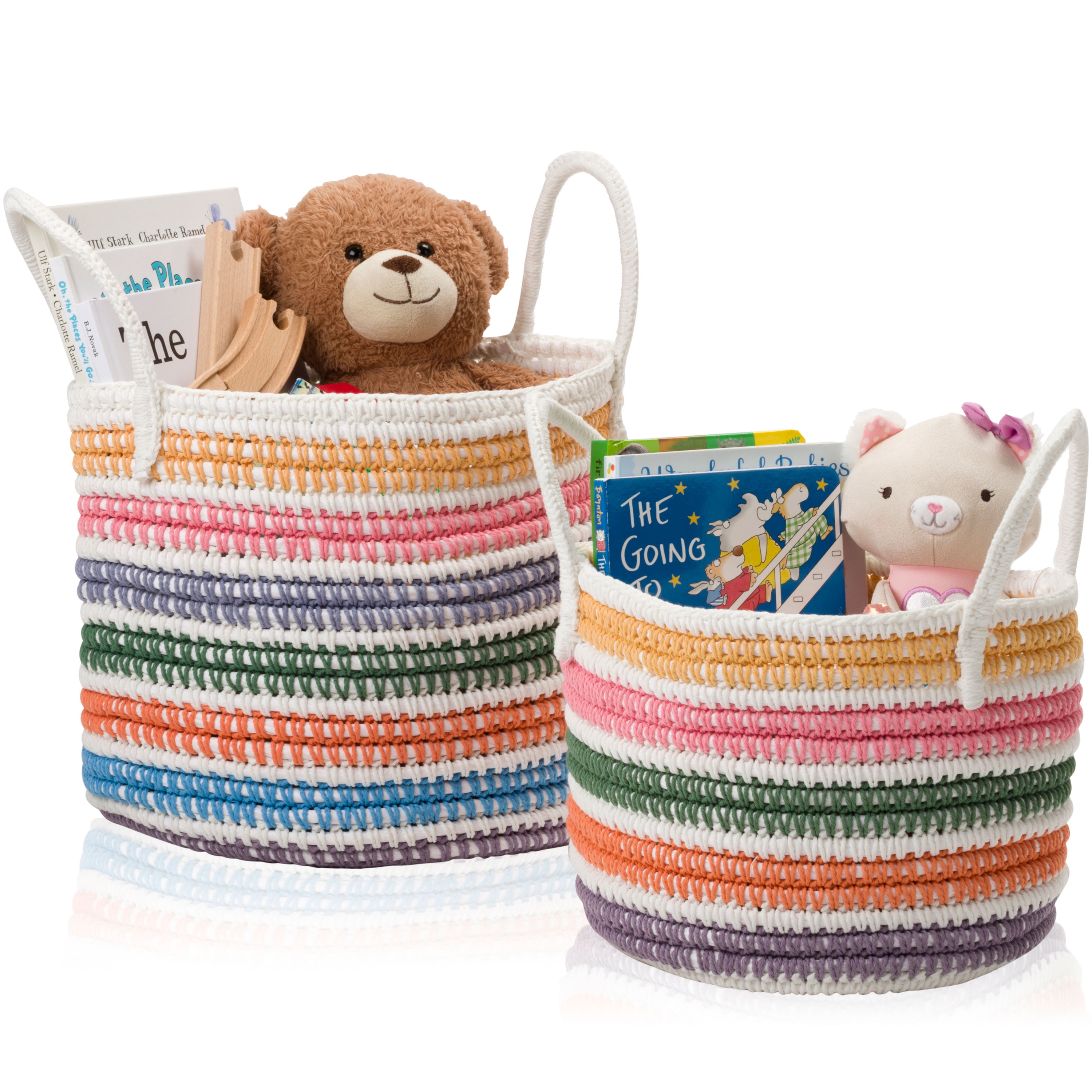 Set of 2 Pastel Rainbow Storage Basket and Toy Organizer for Baby Room ...