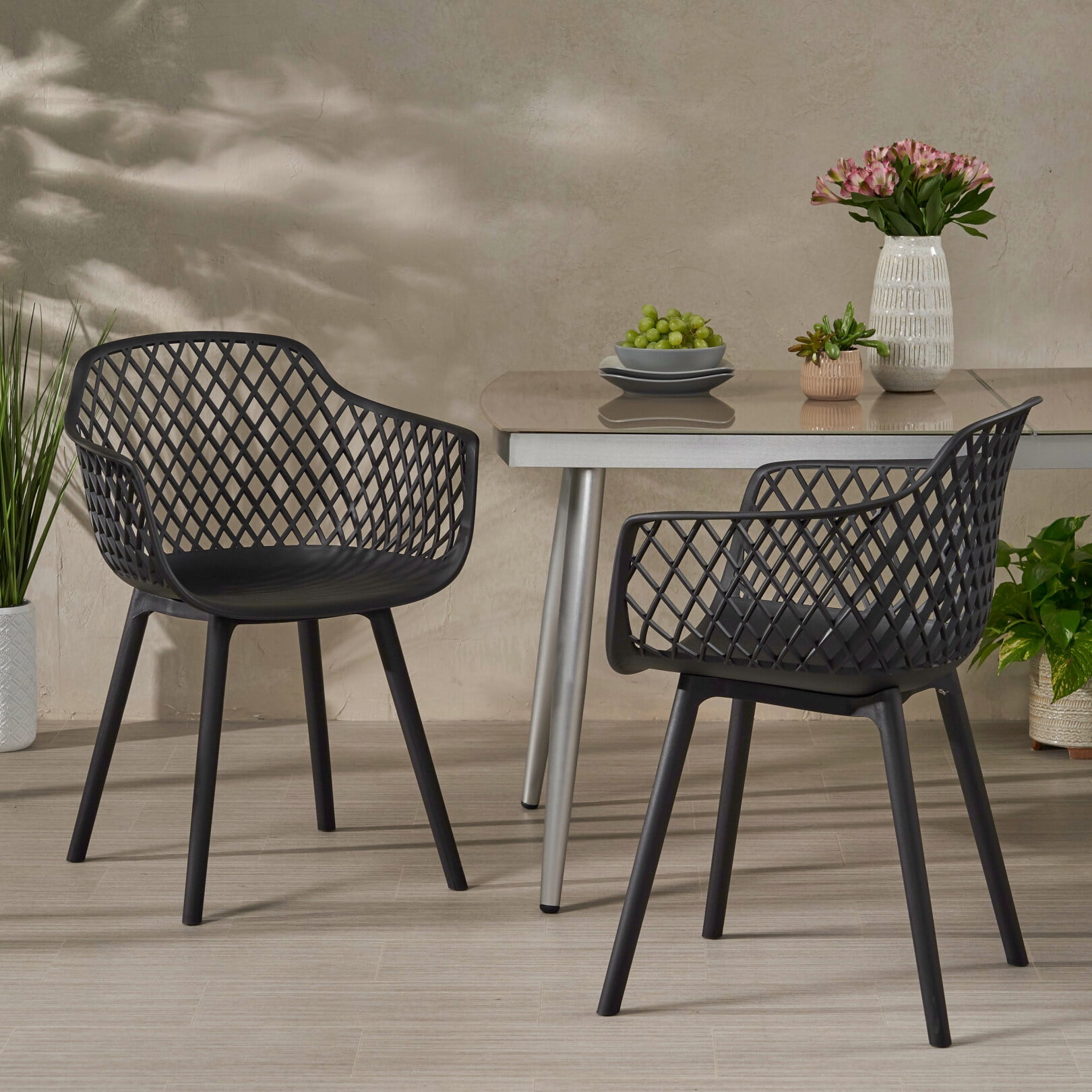 Set of 2 Patio Dining Chairs, Outdoor Seating Set for Backyard ...