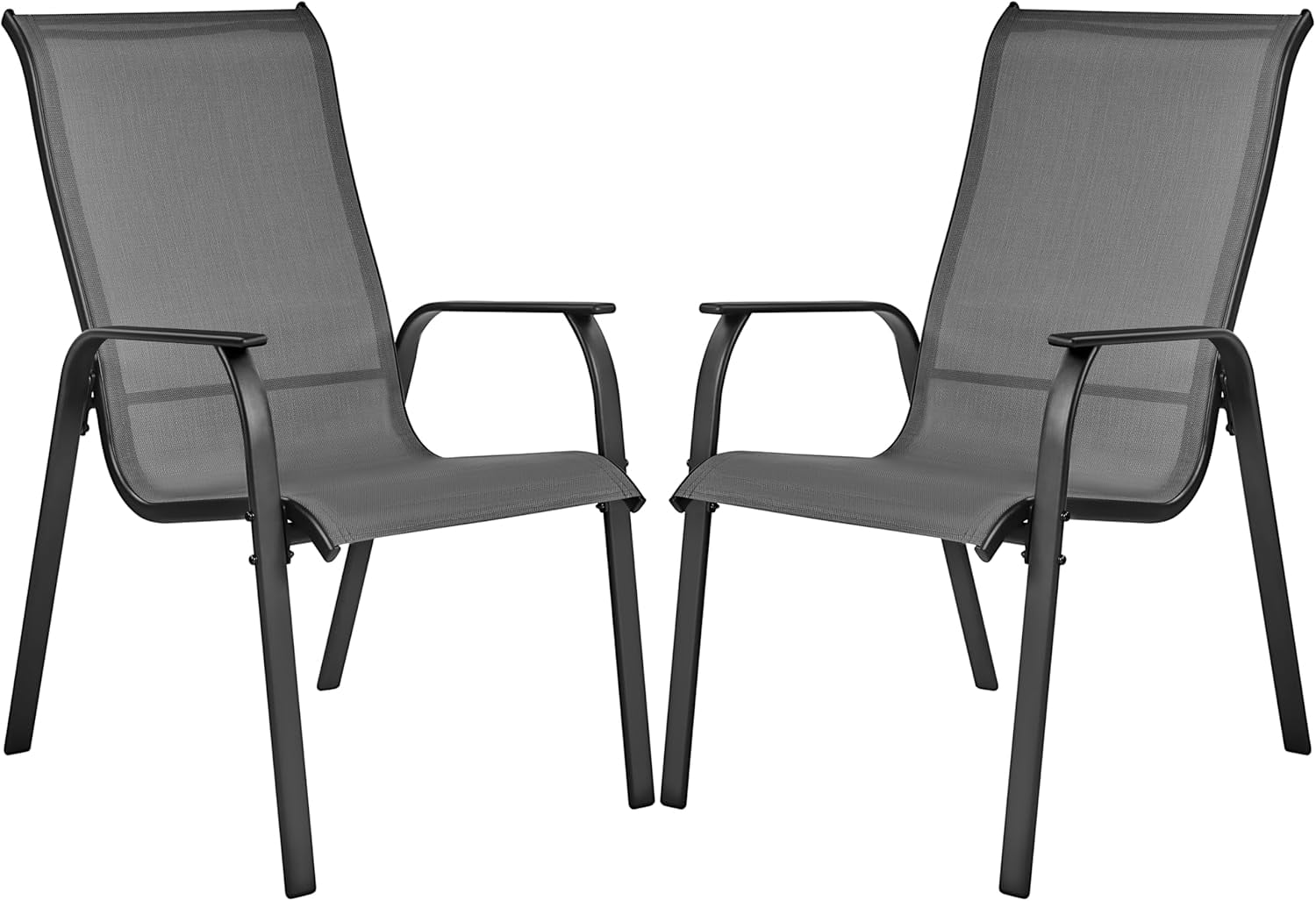 Set of 2 Patio Dining Chairs, Outdoor Stackable Patio Chairs with ...