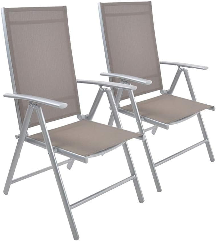 Set of 2 Patio Folding Aluminum Chairs, Sling Back Adjustable Reclining ...
