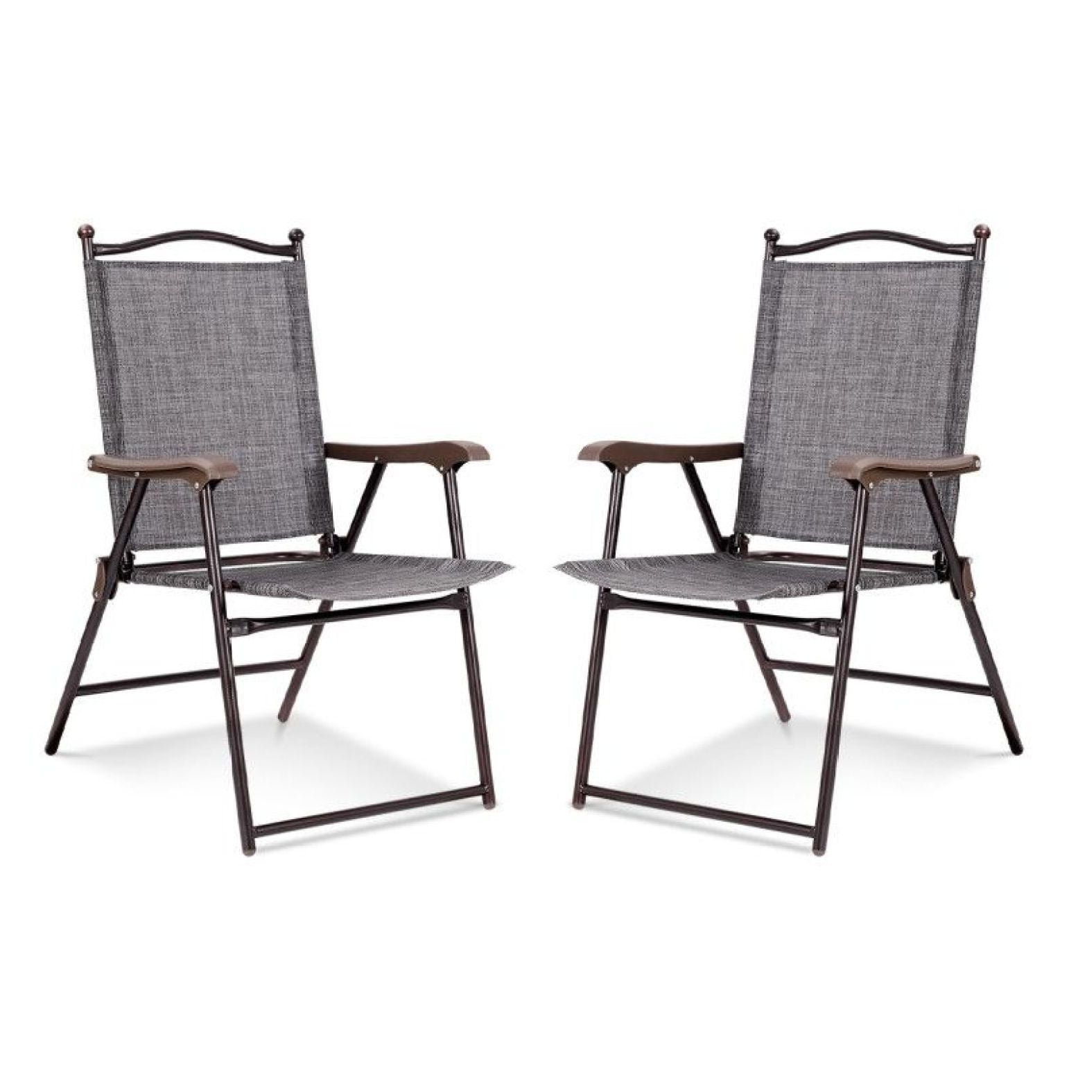 Set of 2 Patio Folding Sling Back Camping Deck Chairs - Walmart.com