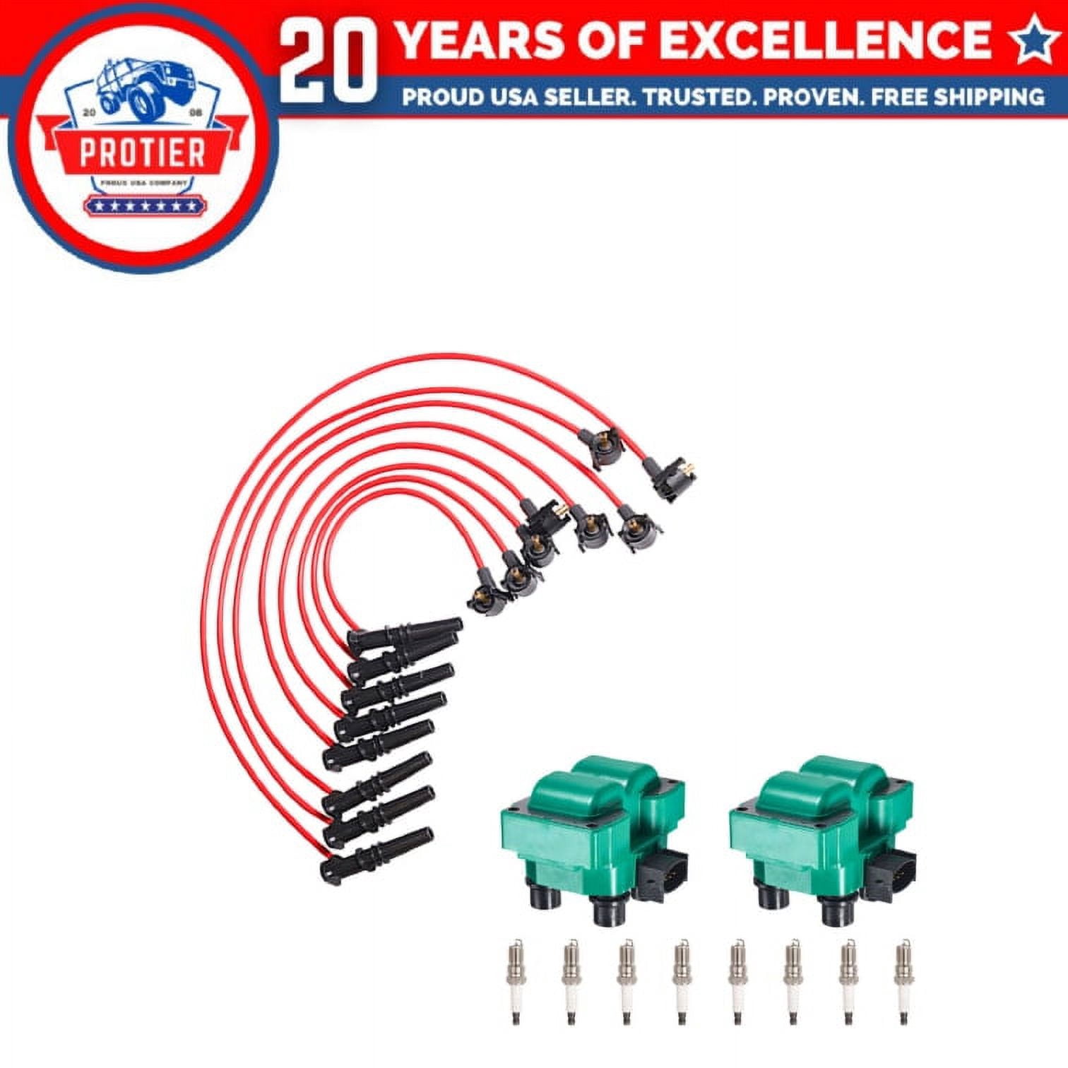 Set of 2 Peformance Ignition coil + Spark Plug + Wire Set Compatible ...