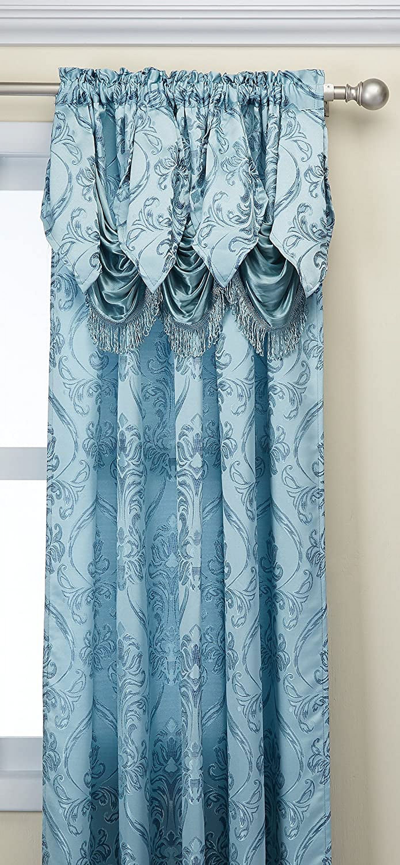 Set of 2 Penelopie Jacquard Look Curtain Panels with Attached Austrian ...