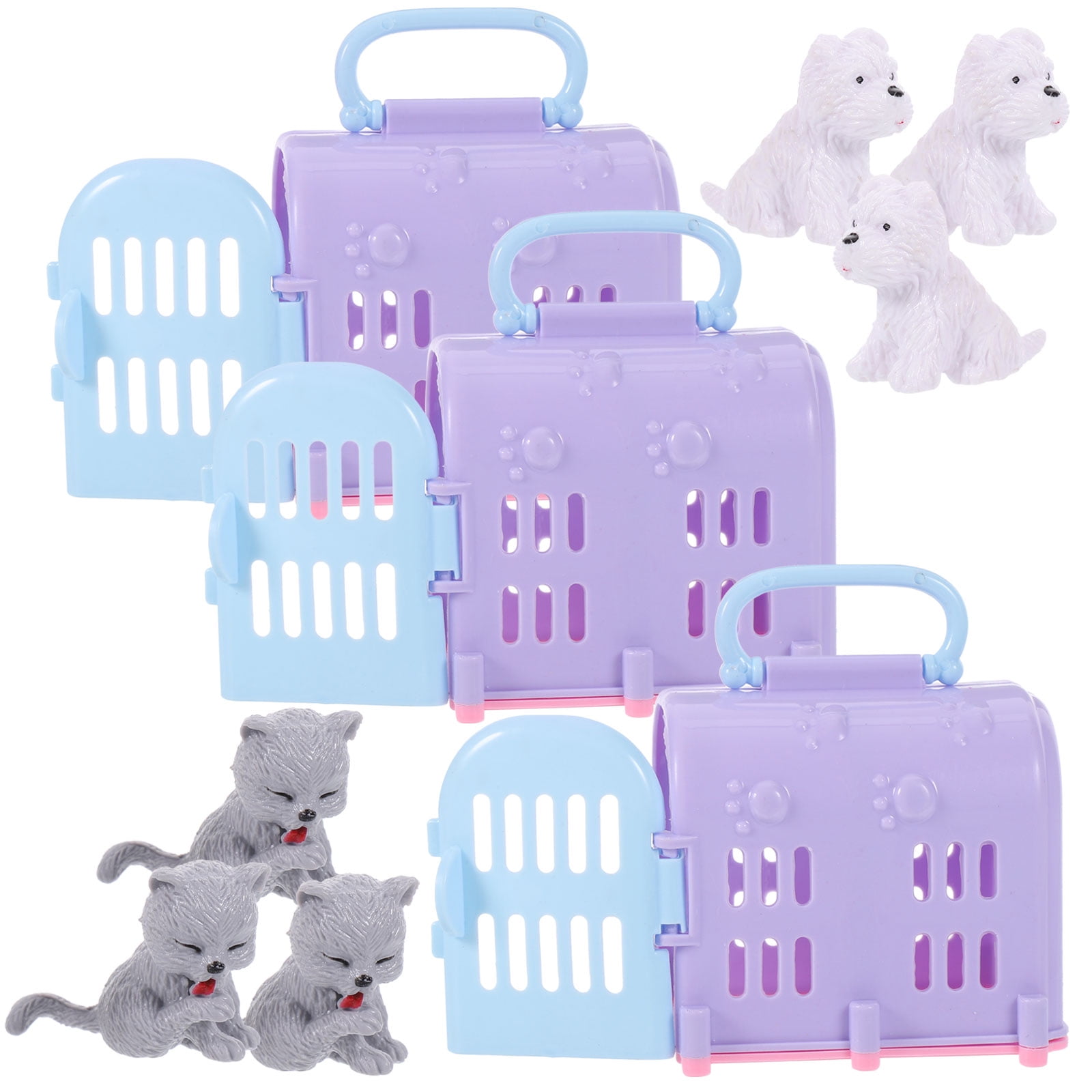 Set of 2 Pet Carrier Role Play Mini Pet Room Desktop Decoration Child 7 ...