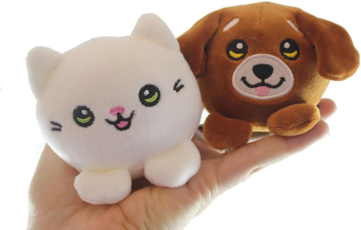 Set of 2 Pets - Dog and Cat - Cute Ball Plush Stuffed Animals- Adorable ...