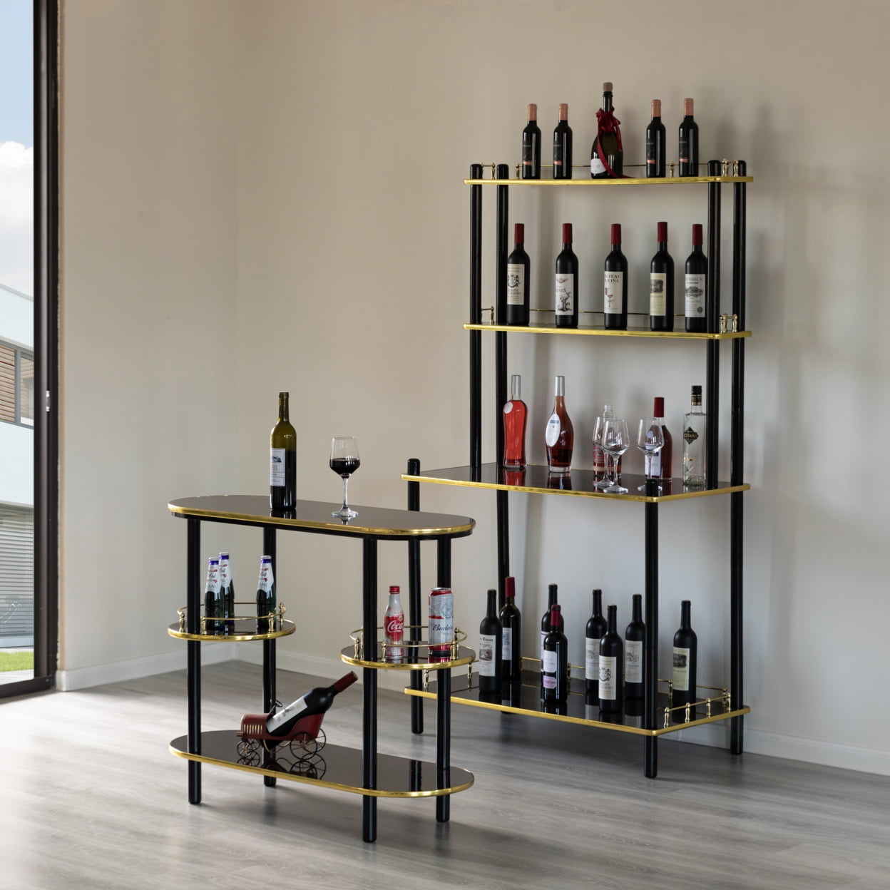 Set of 2 Pieces, Bartender Serving Display Station, Bar Console Working ...