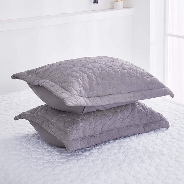 Set of 2 Pillow Shams Standard Size Floral Quilted - Perfect for ...
