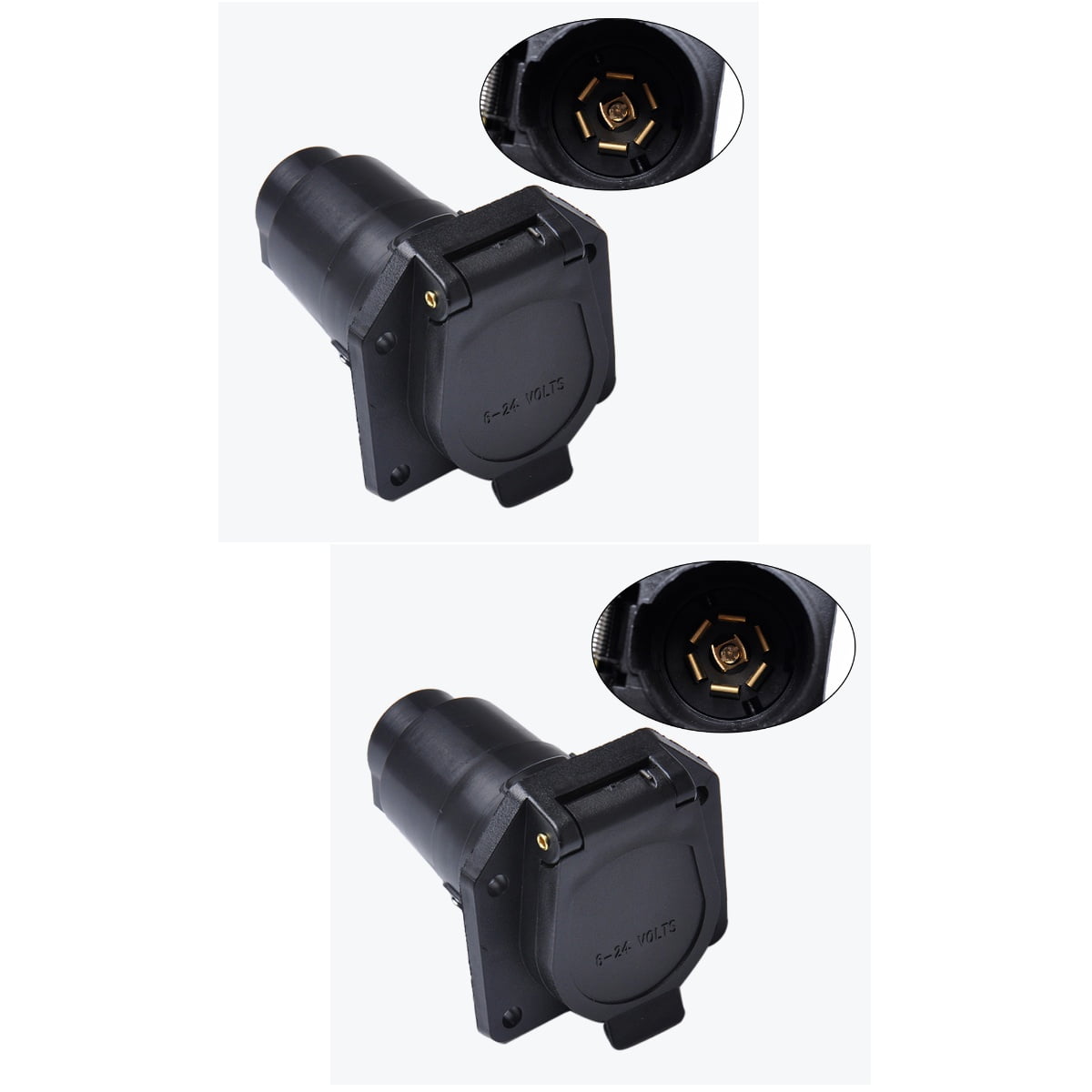Set of 2 Pin Trailer Connector Trailer Wiring Connector Kit Black ...