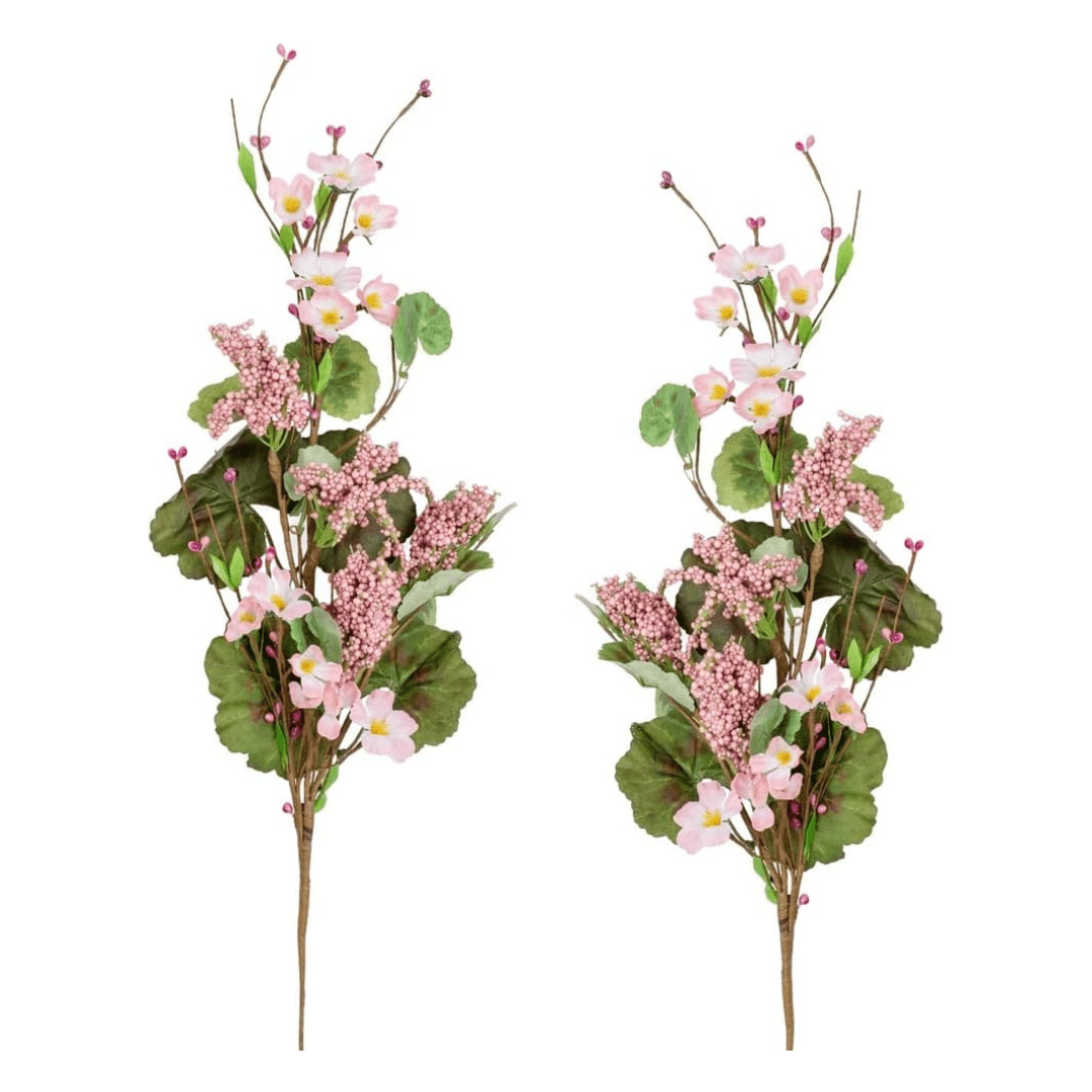 Set of 2 Pink Silk Geranium and Berry Sprays - For Spring and Summer ...