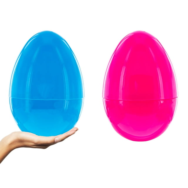 Set of 2 Pink and Blue Giant Jumbo Size Fillable Plastic Easter Eggs 10 ...