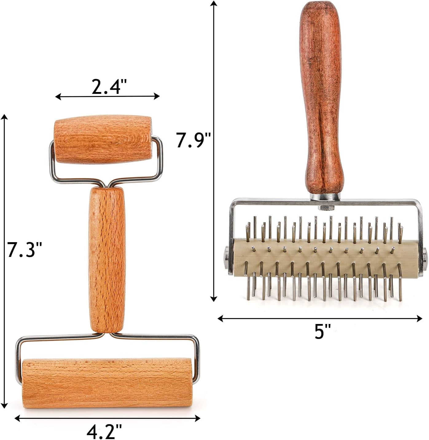 Set of 2 Pizza Dough Roller & Dough Docker, Stainless Steel Dough Hole ...