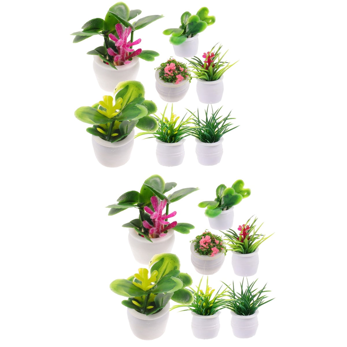 Set of 2 Plant Potted Model Mini House Decor Dollhouse Decorations ...