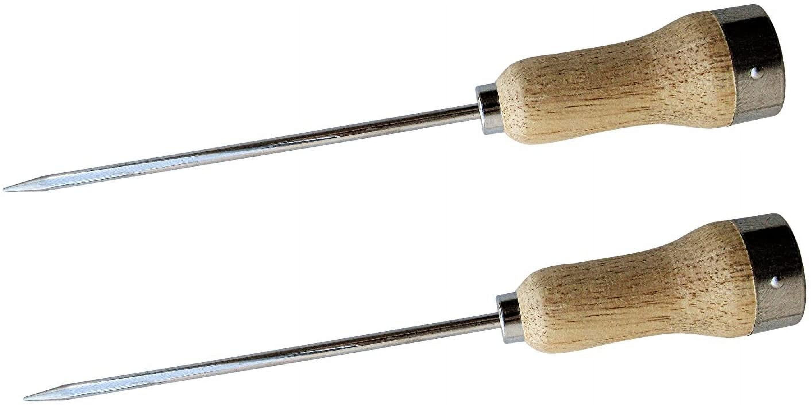 Set of 2 Plated Steel Ice Picks with Wood Handle, 5mm Thick and 6" Long ...