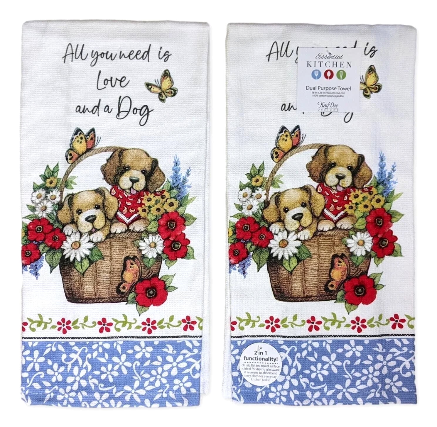 Kay Dee Designs Playful Puppies Theme Terry Kitchen Towels, 2 Count ...
