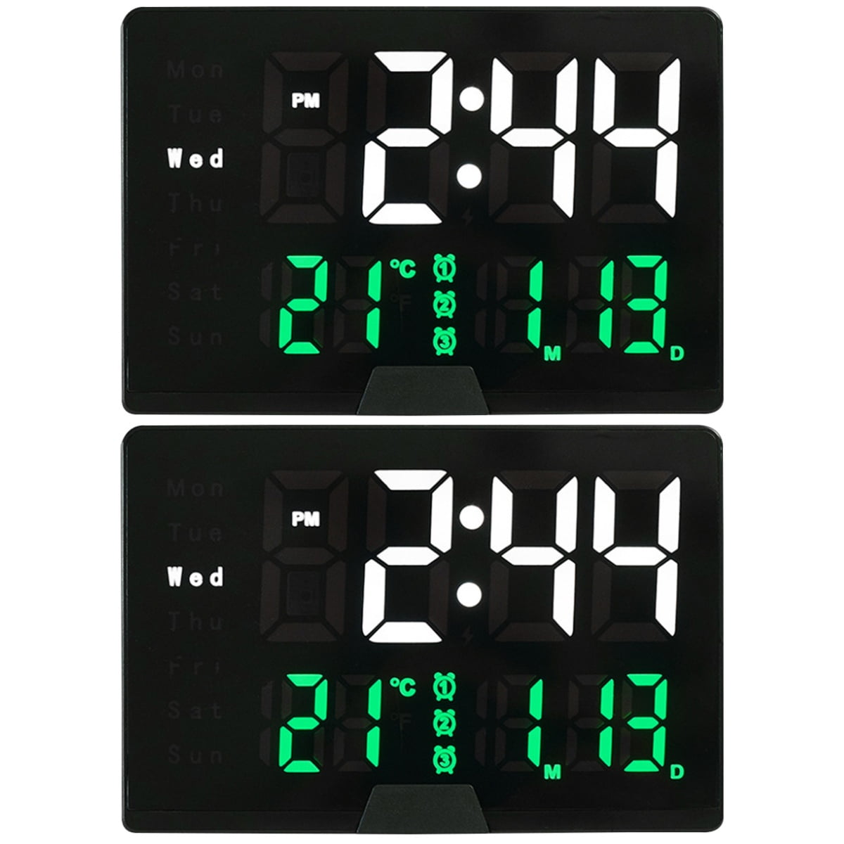 Set of 2 Plug Digital Temperature Alarm Clock Electronic Clock 13.5X9cm ...