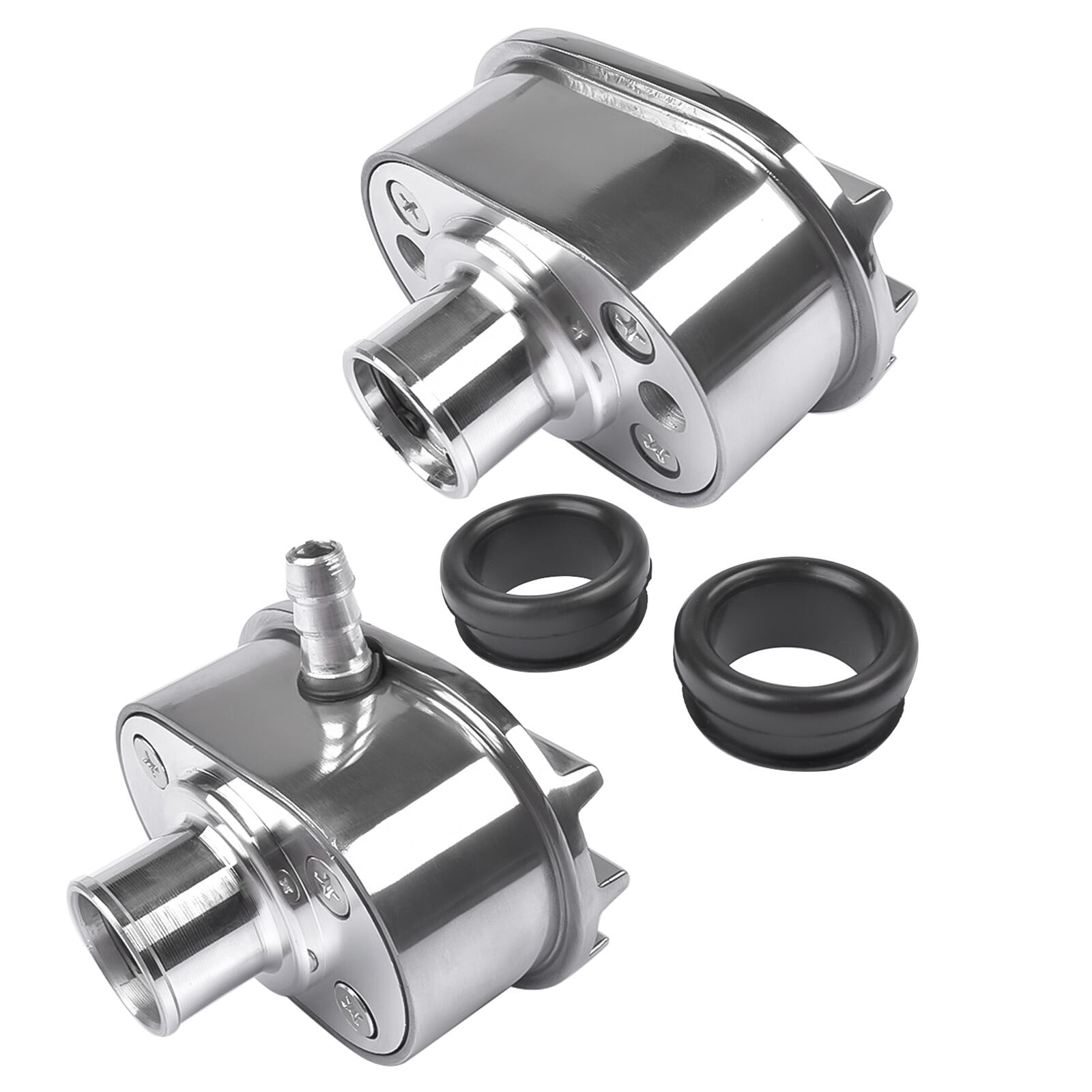 Set of 2 Polished Aluminum Finned Oval Air & PCV Breather Combo Valve ...