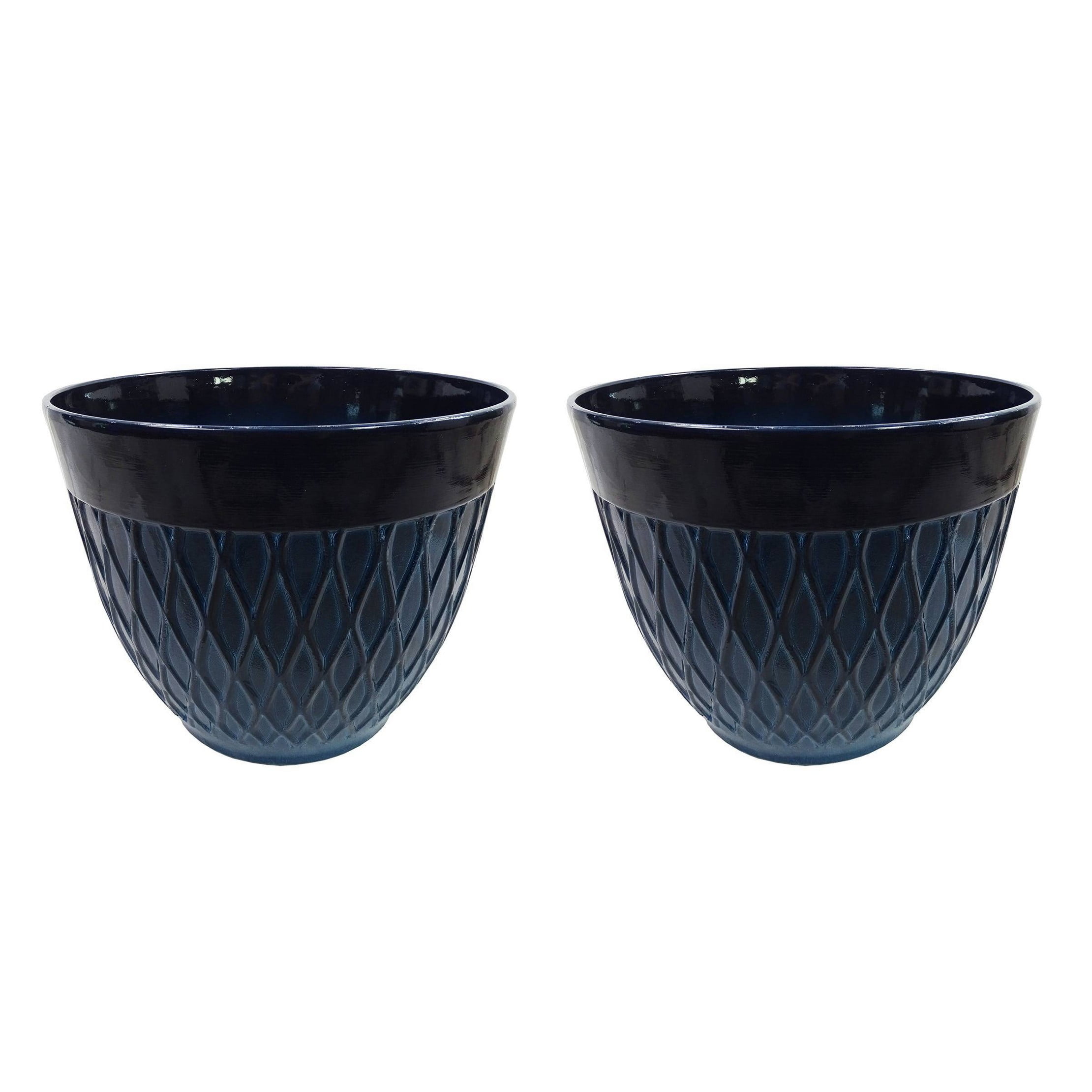 Set of 2 Polyresin Indoor/Outdoor Planters Blue - Walmart.com