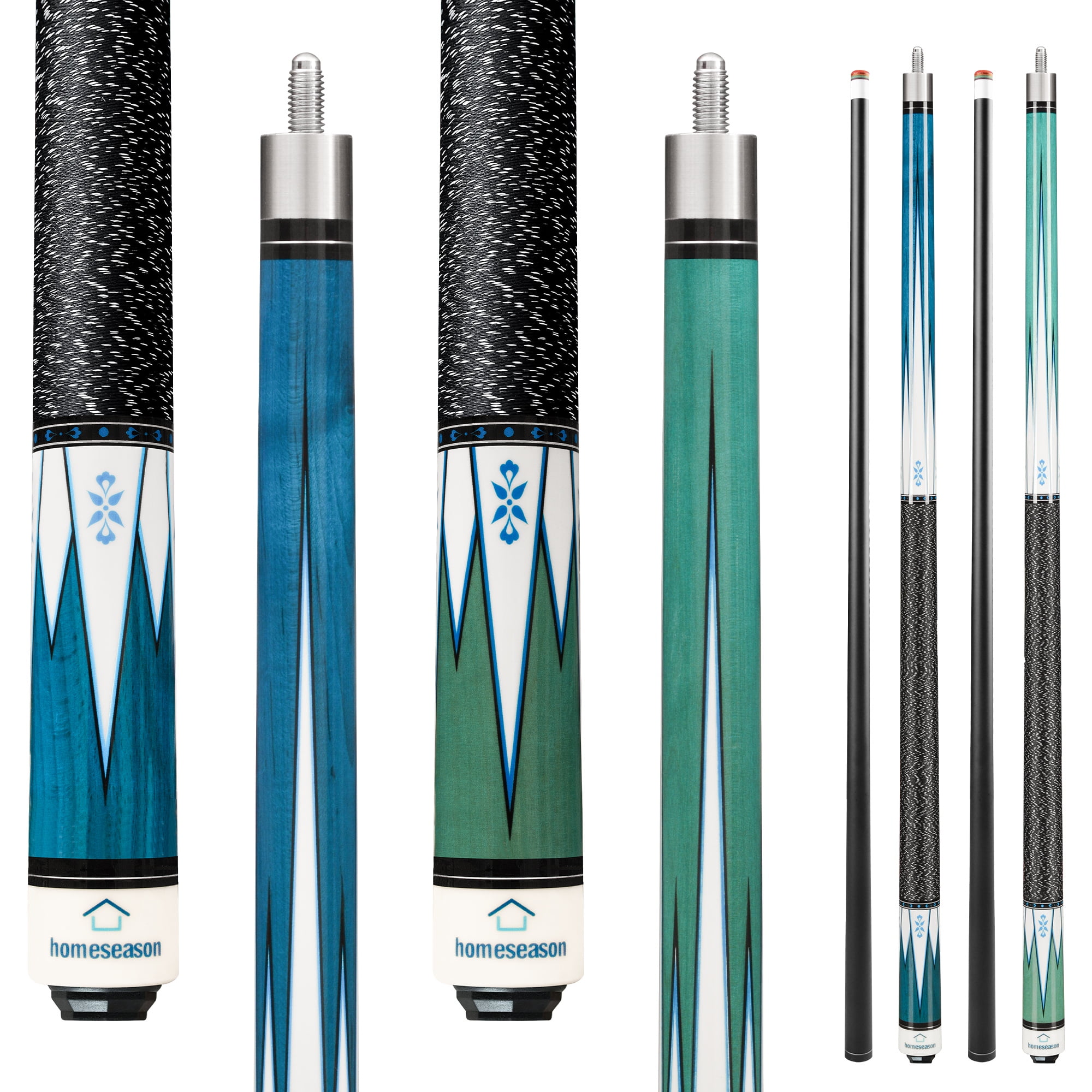 Set of 2 Pool Cue Stick 58" Billiard Cue Sticks Nylon Thread Grip ...