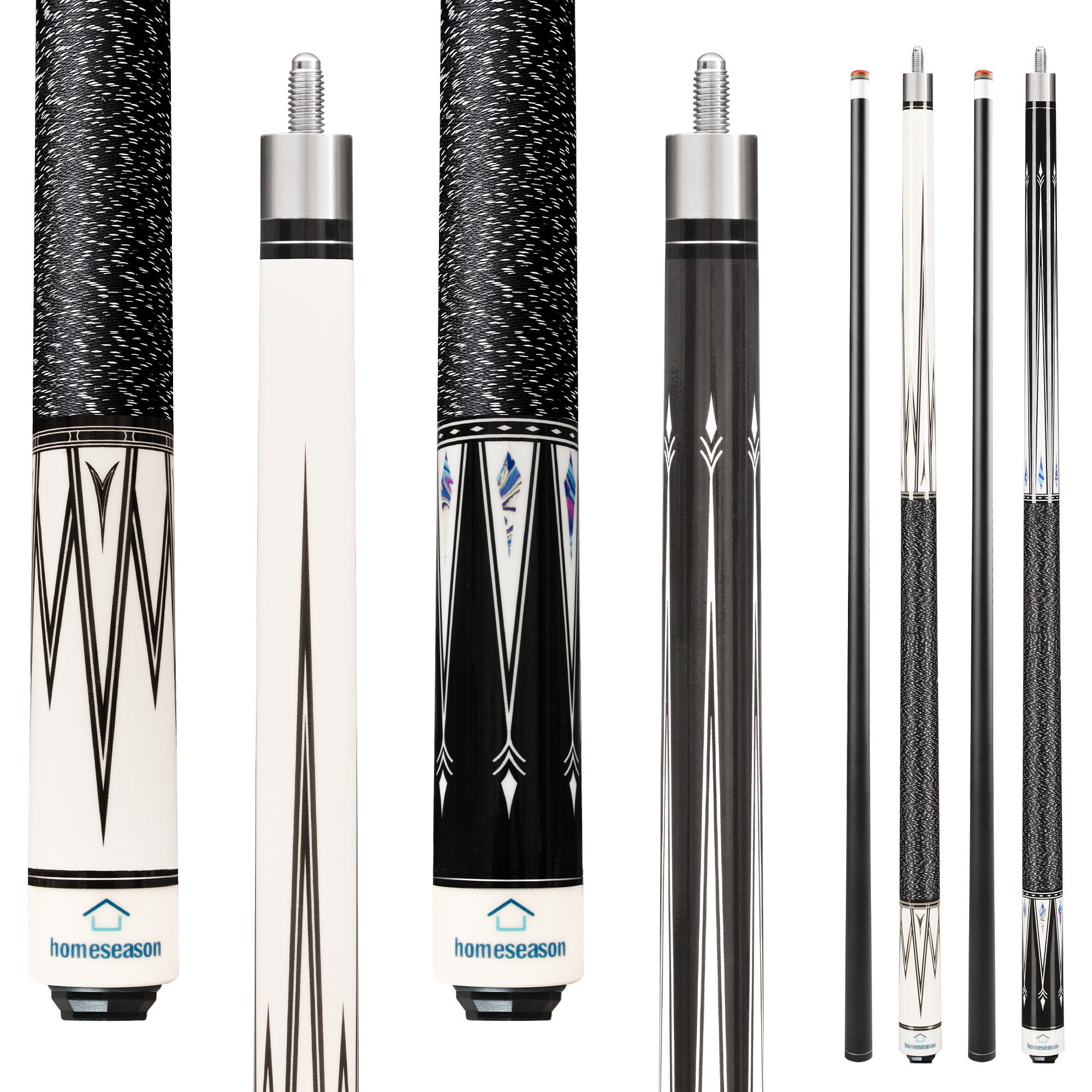 Set of 2 Pool Cue Stick 58" Billiard Cue Sticks Nylon Thread Grip ...