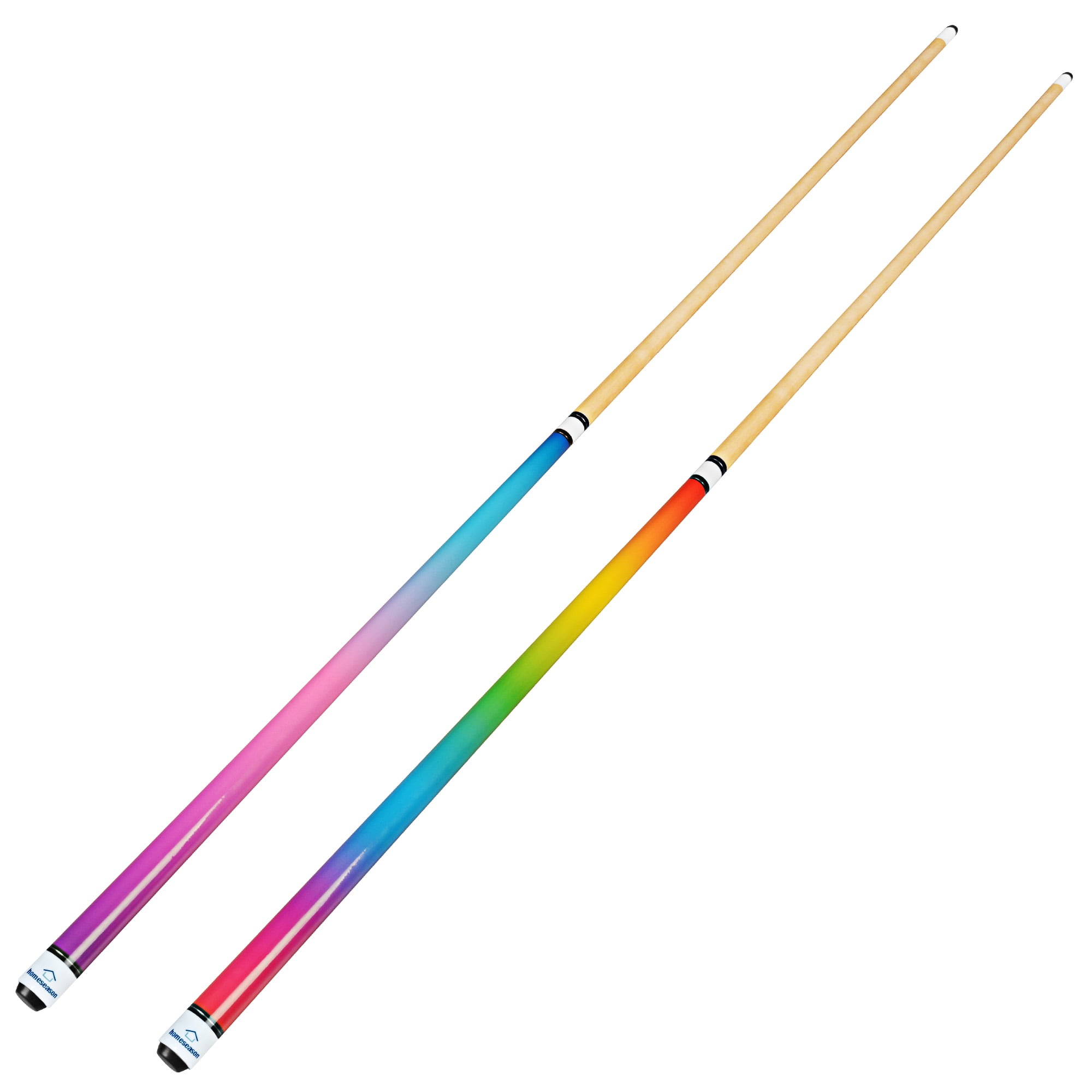 Set of 2 Pool Cues 57 inch Pool Cue Stick with 12.7mm Fiber Leather tip ...