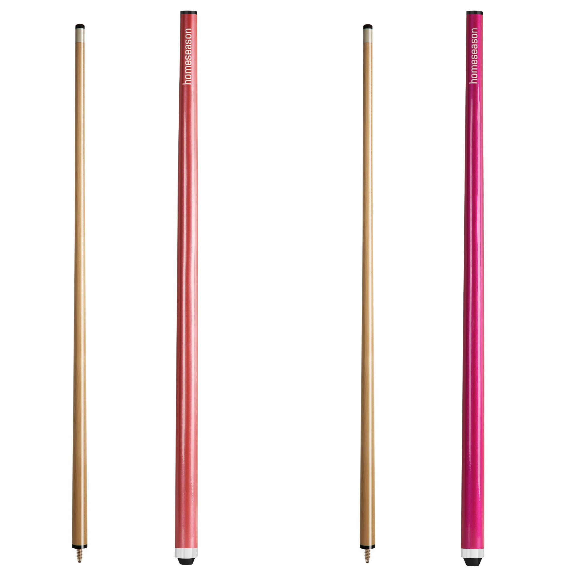 Set of 2 Pool Cues 58 inch Pool Cue Stick with 13mm Fiber Leather tip 4 ...
