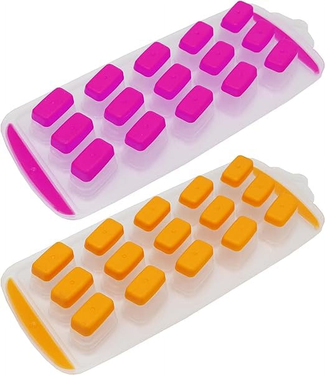 Set of 2 Pop Out Plastic Ice Cube Trays - 15 Rectangle Ice Cubes ...