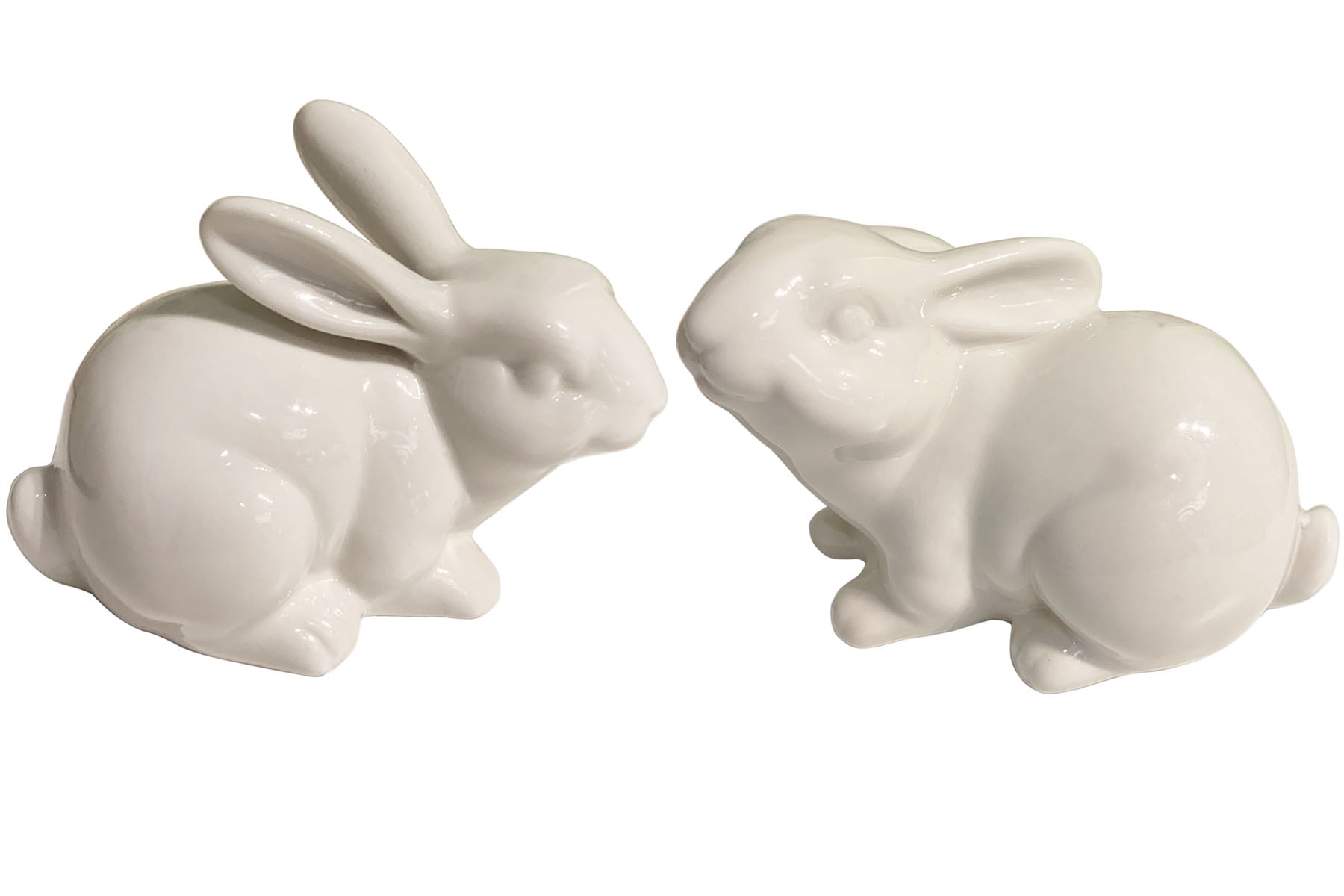 Set of 2 Porcelain Bunny Rabbit Statue Figurine Easter Spring ...