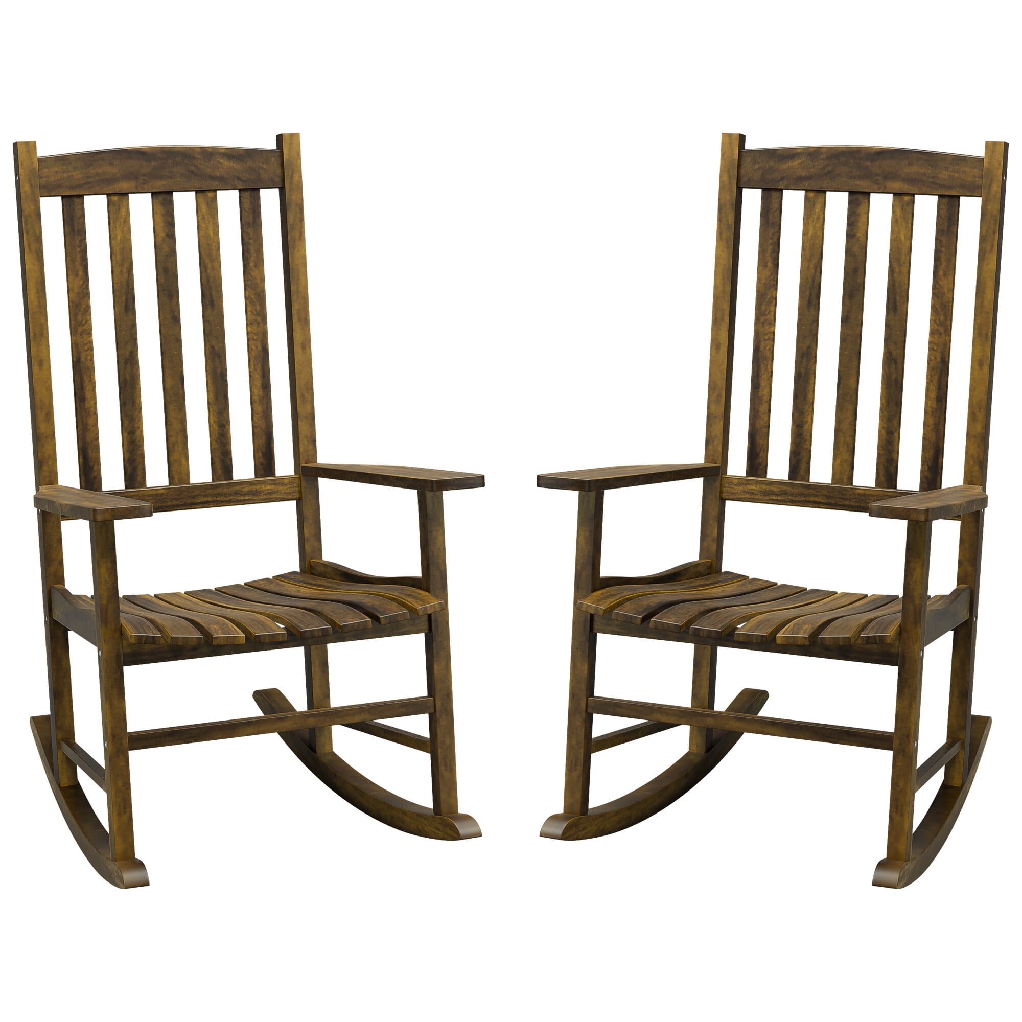 ZENY Set of 2 Outdoor Rocking Chairs, Natural Wood(Set of 2) - Walmart.com
