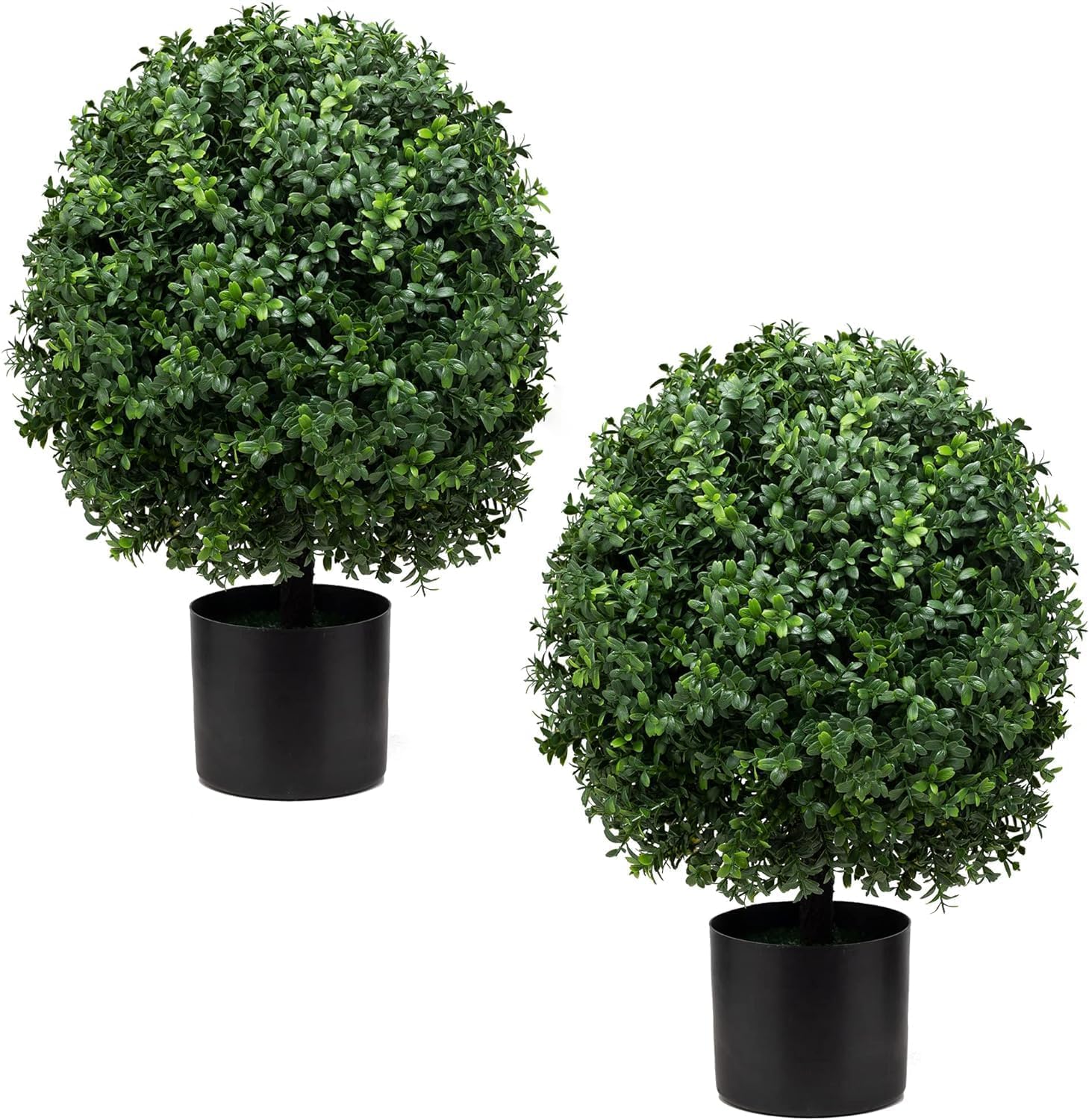 Set of 2 -Pre-Potted Artificial Potted Shrubs UV Resistant,24 ...