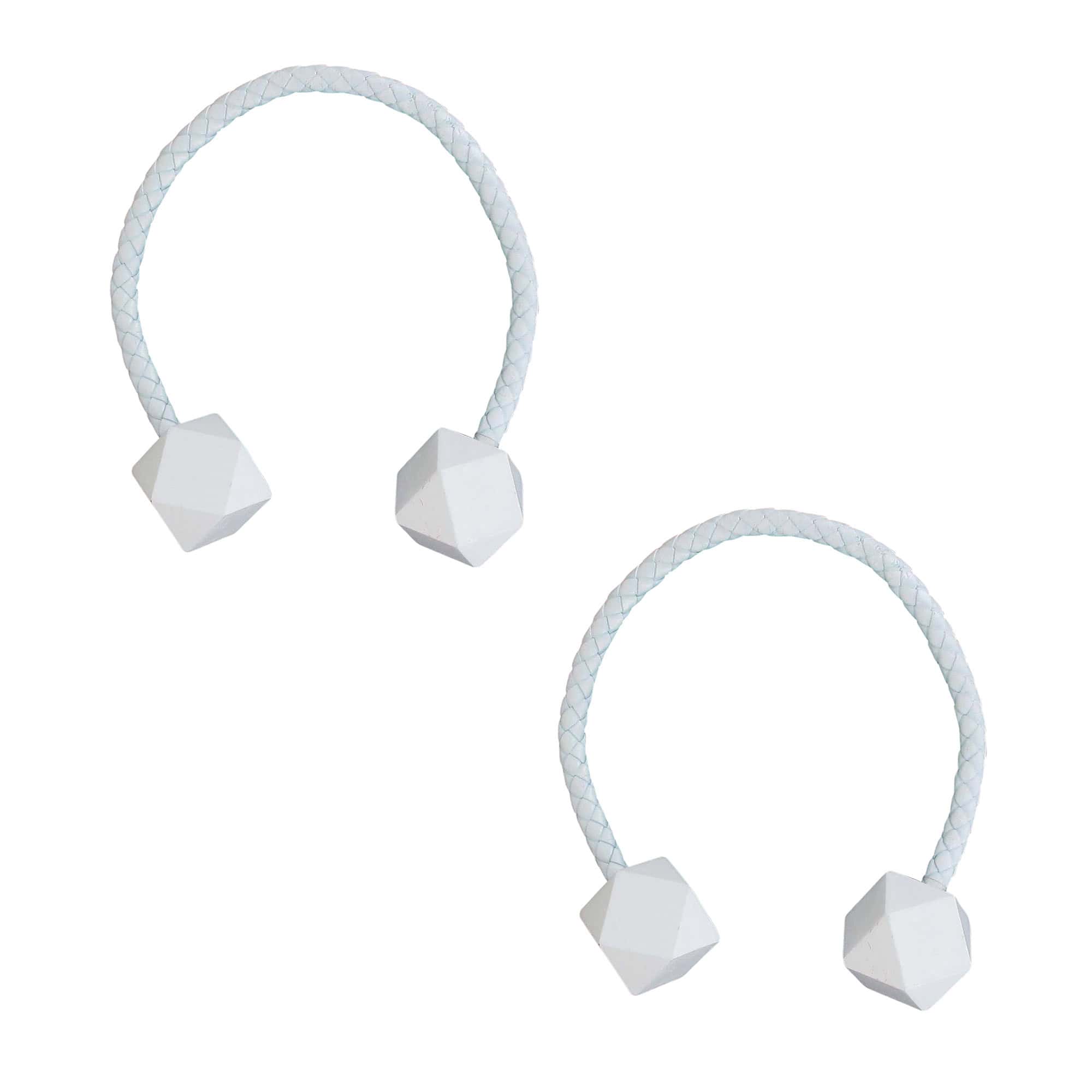 Set of 2 Pure White Tiebacks - Flexible Design with Wooden Tips and ...