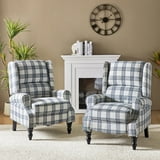 Hulala Home Set of 2 Push Back Recliners, Plaid Black, Wingback Sofas ...