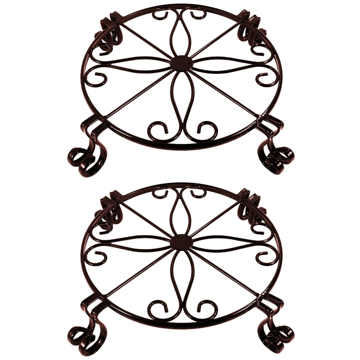 Set of 2 Quail Iron Flower Stand Bonsai Stand Potted Plant Holder 39*39cm Coffee - Walmart.com