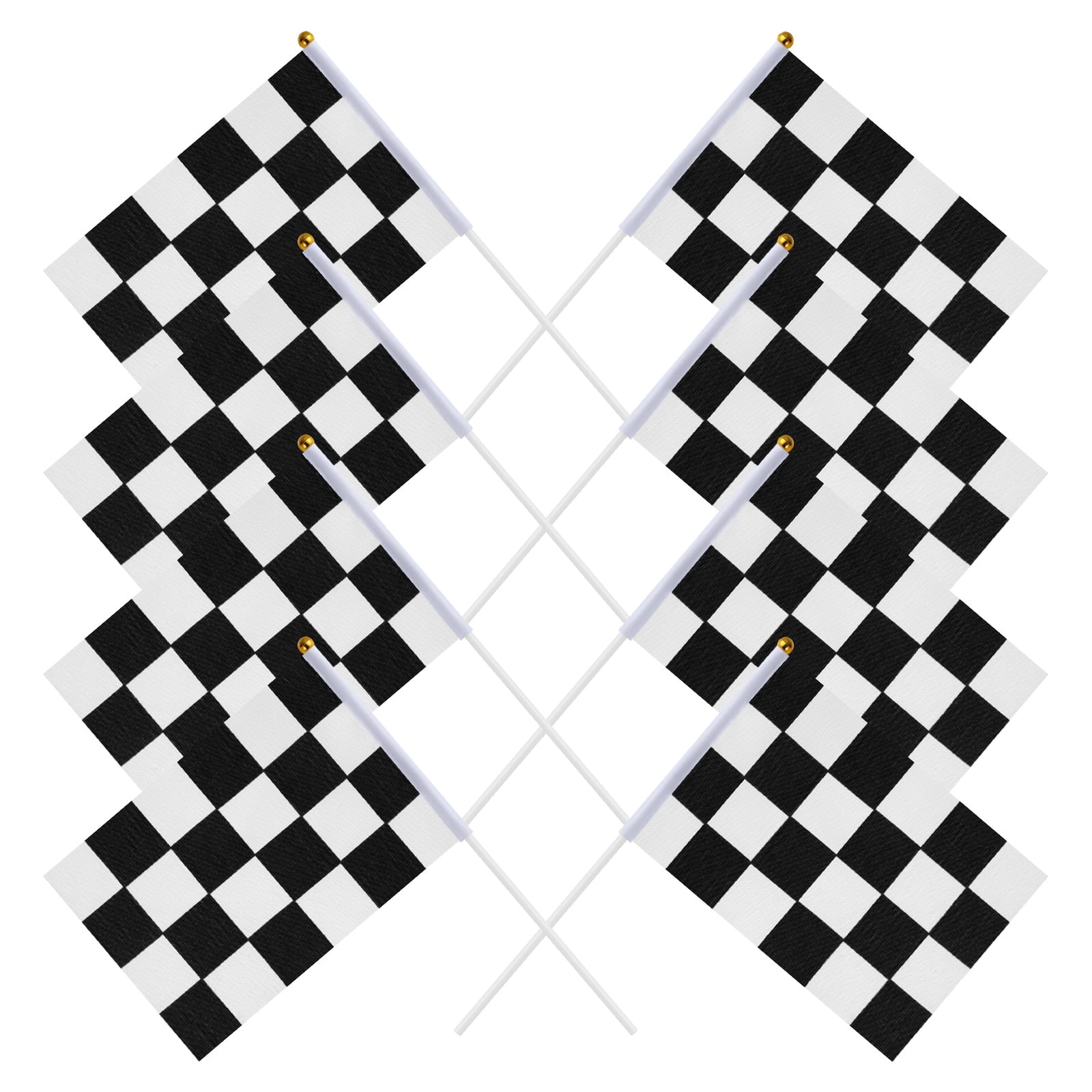Set of 2 Racing Flags Checkered Mini Race Track Emblems Decals ...
