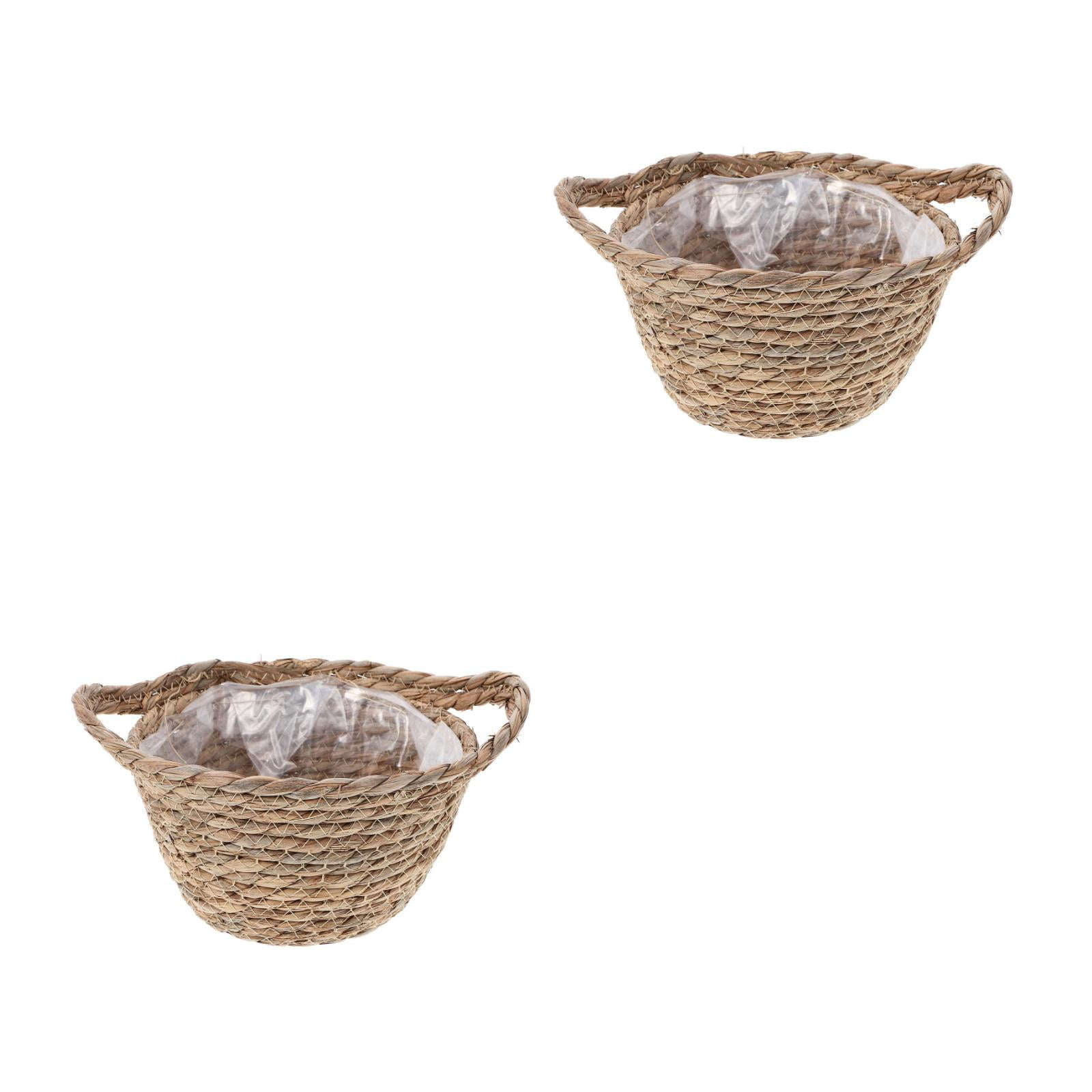 Set of 2 Rattan Oblong Indoor Bulb Planter Cube Storage Organizer ...