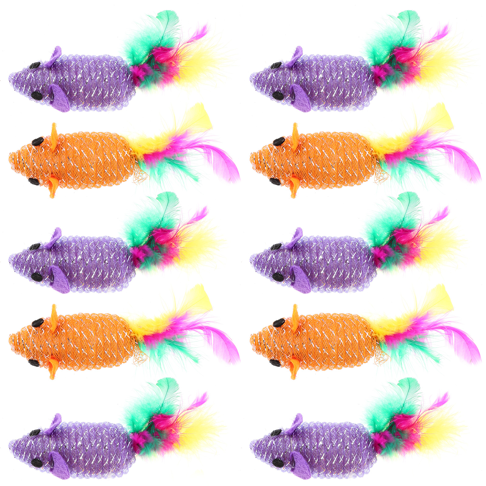 Set of 2 Rattle Mice with Tails Indoor Cats Entertainment Toy - Walmart.com