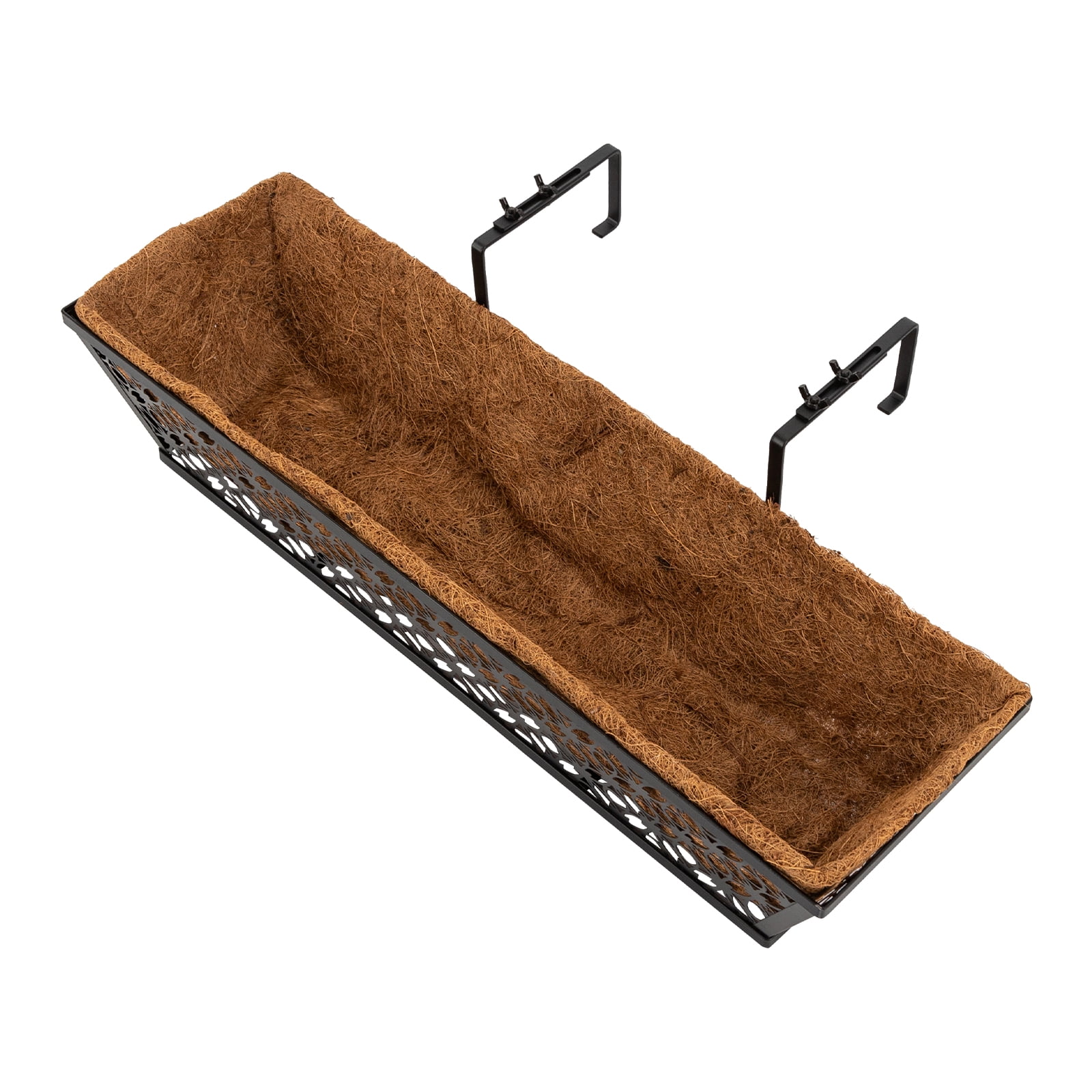 Set of 2 Rectangular Iron Window Boxes, Adjustable Hanging Hooks ...