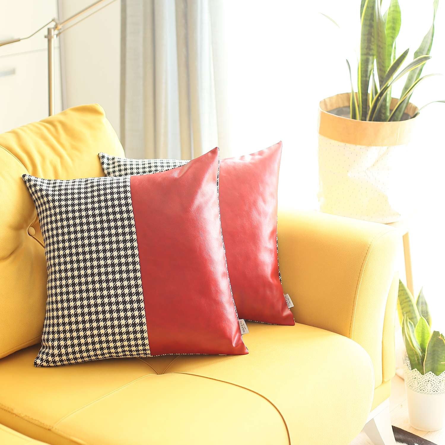 Set of 2 Red Faux Leather Pillow Covers - Walmart.com