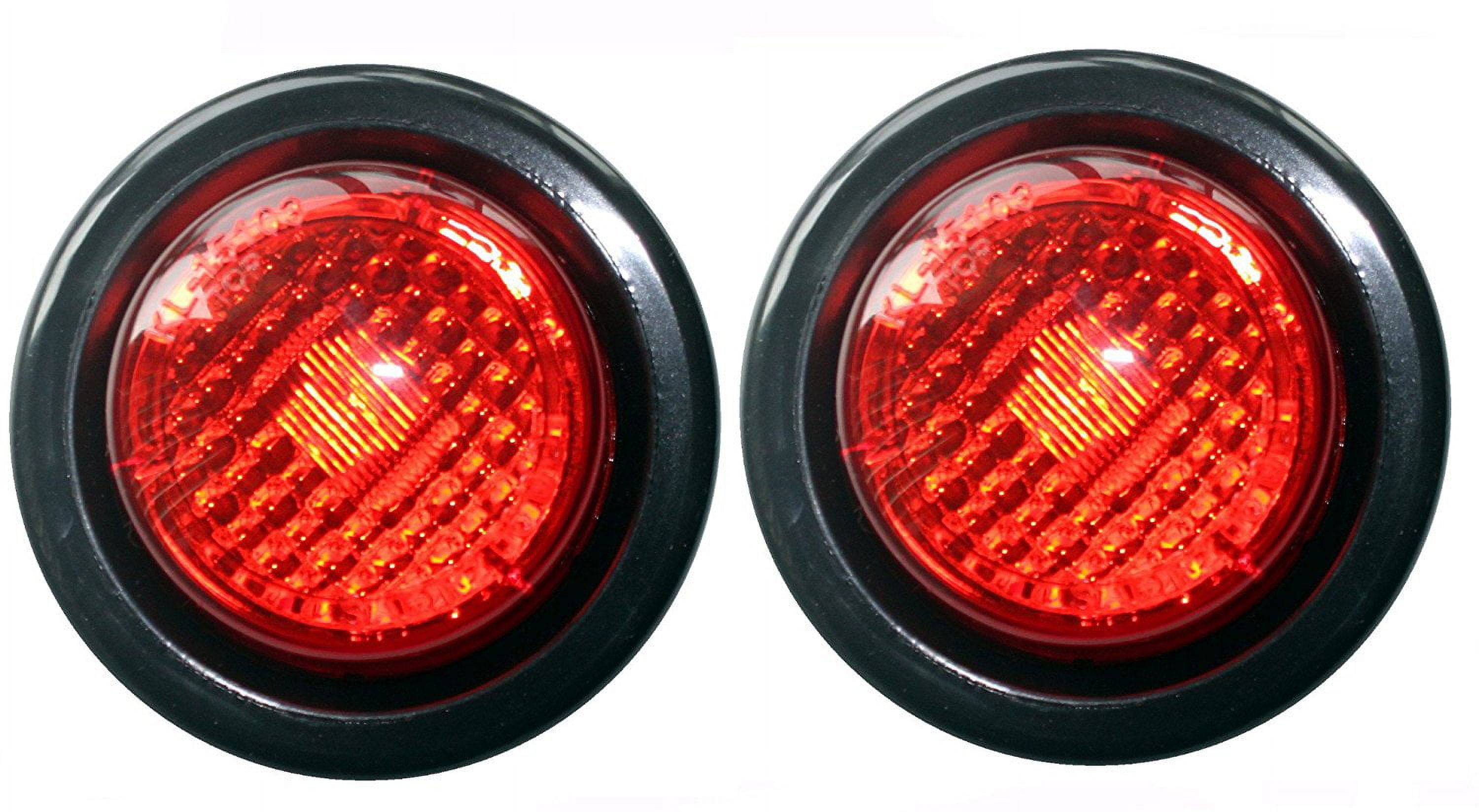 Set of 2 Red LED 2" Round Clearance Side Marker Light Kits with Light ...